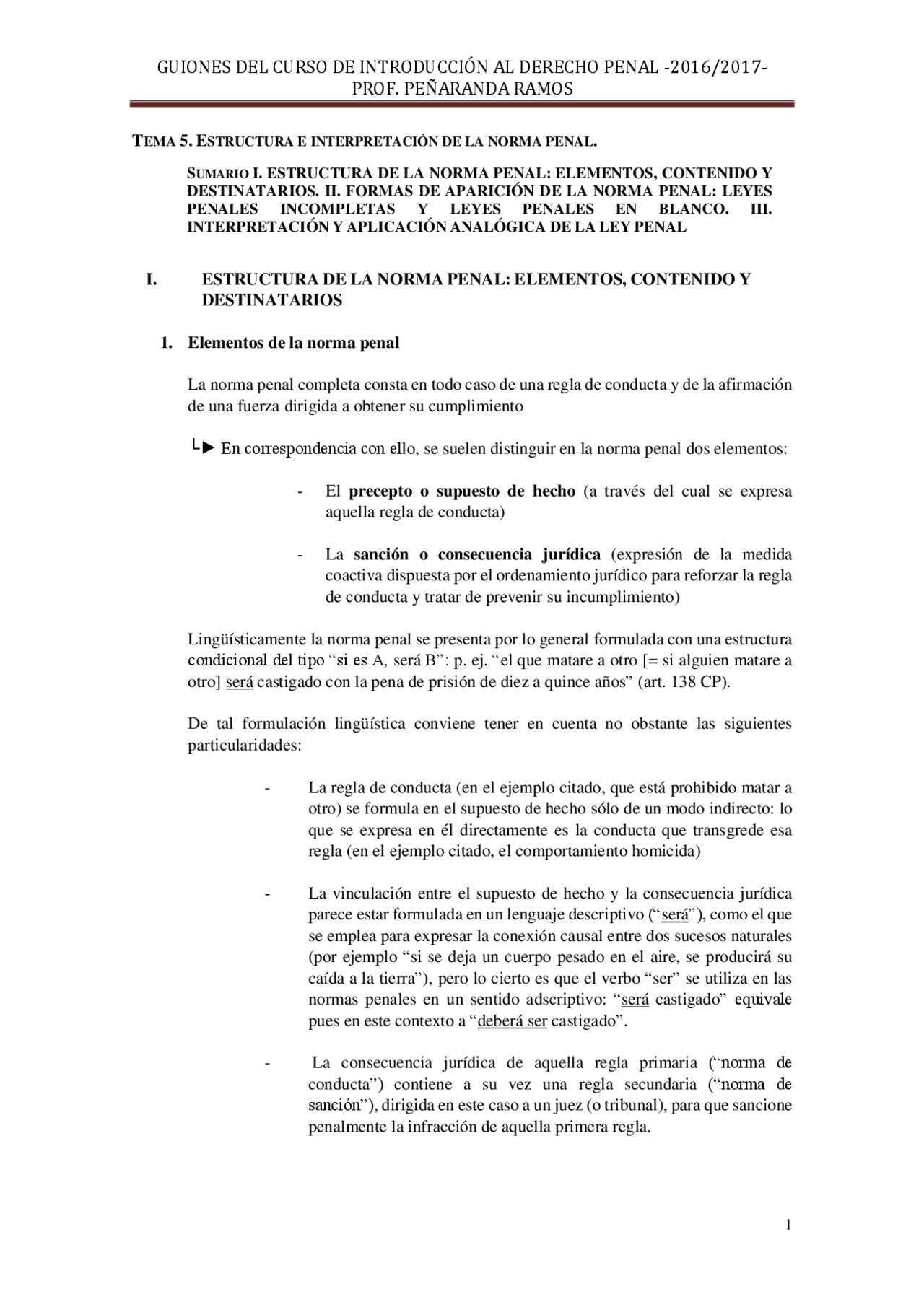 Tema 5 Sobre Derecho Penal Docsity