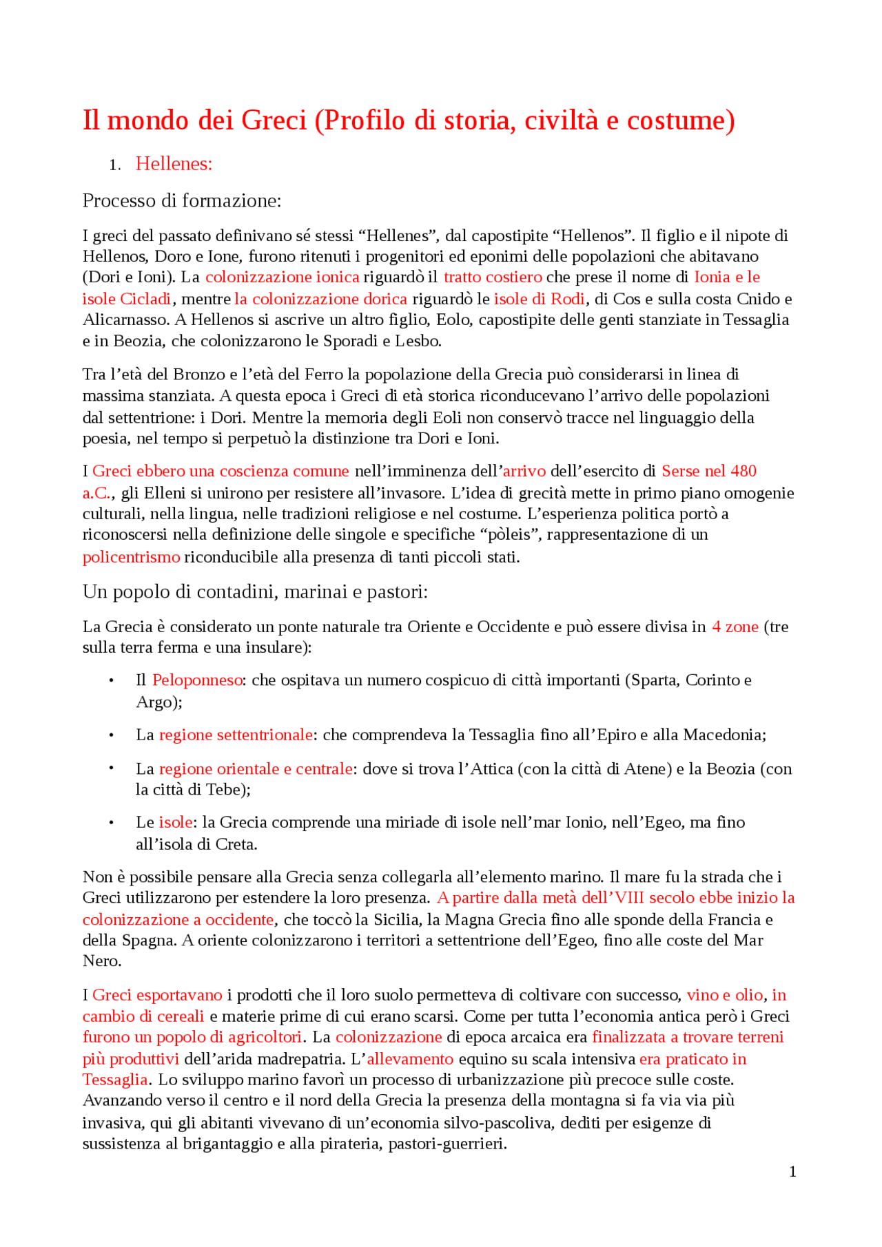 Il Mondo Dei Greci G Daverio Rocchi Docsity