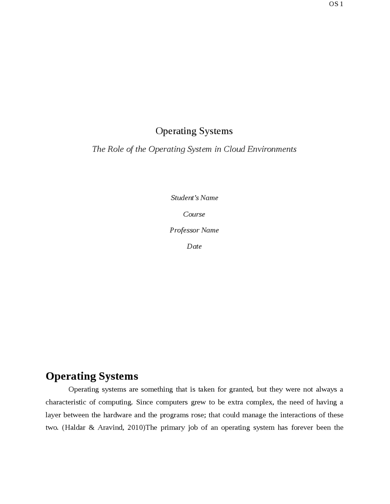 The Role Of Operating System In Cloud Environment Essays University Computers And