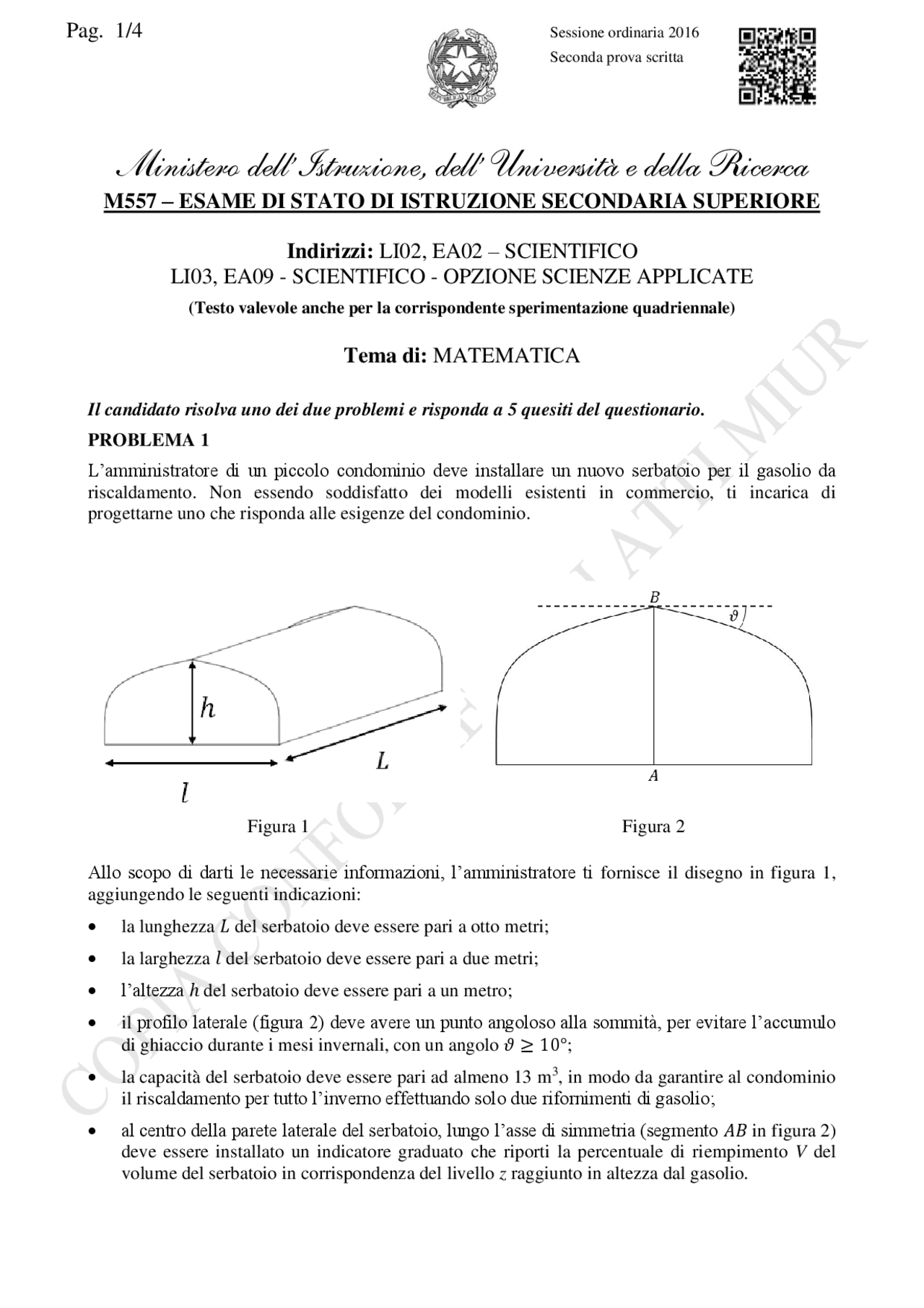 Prova Esame Di Stato Liceo Scientifico Matematica Docsity