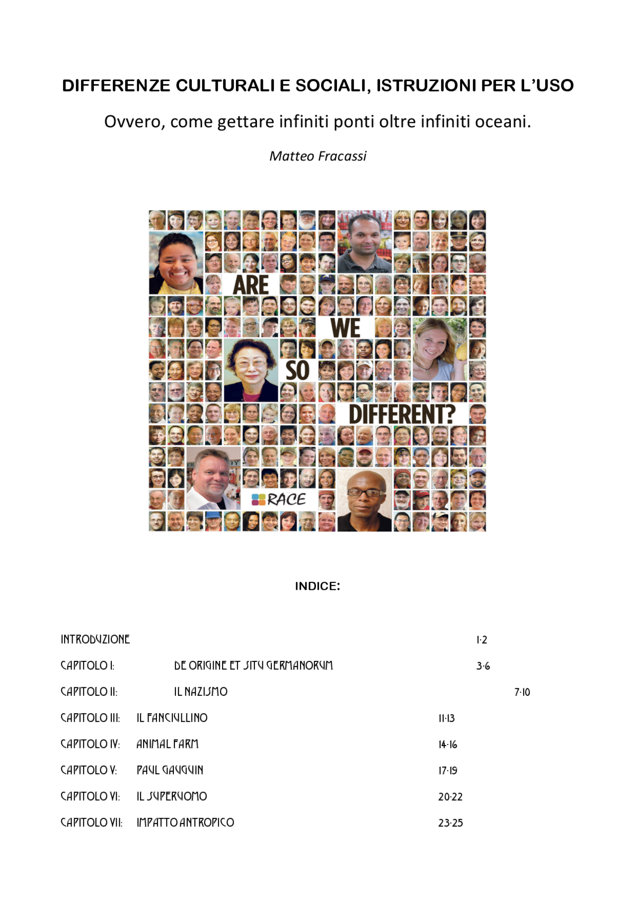 DIFFERENZE CULTURALI E SOCIALI, ISTRUZIONI PER L’USO - Docsity