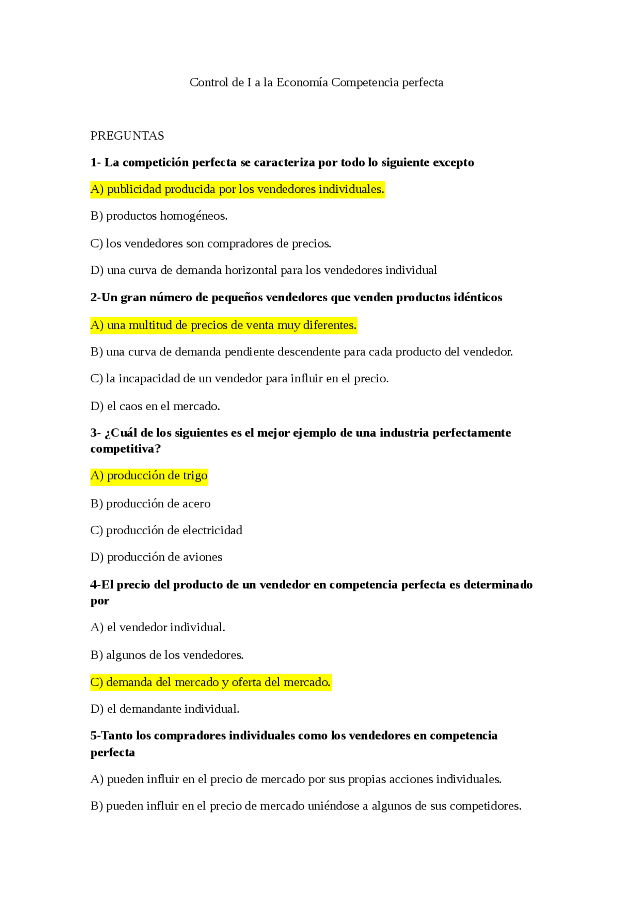 Test Economía Introducción A La Economía Docsity