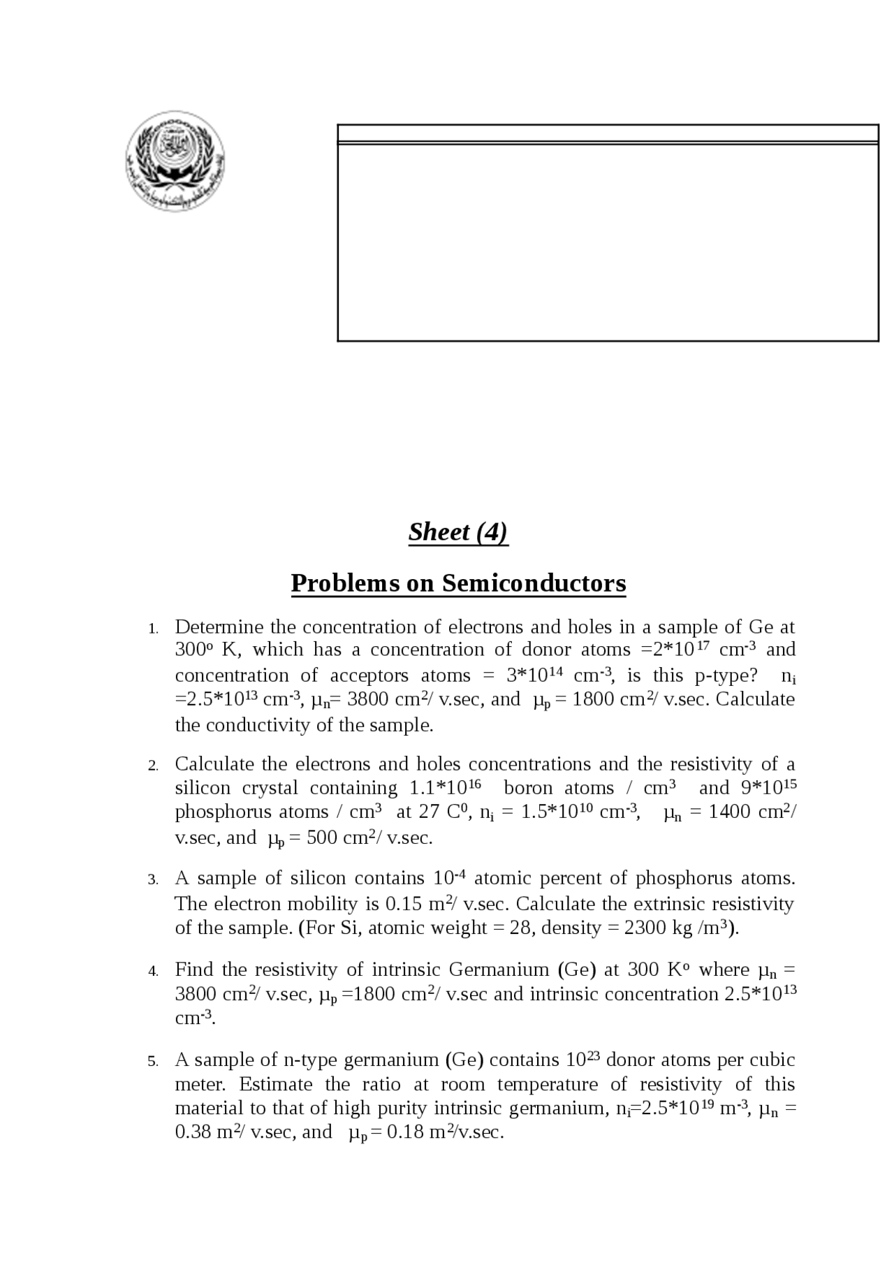 Electrical Engineering Problems Docsity