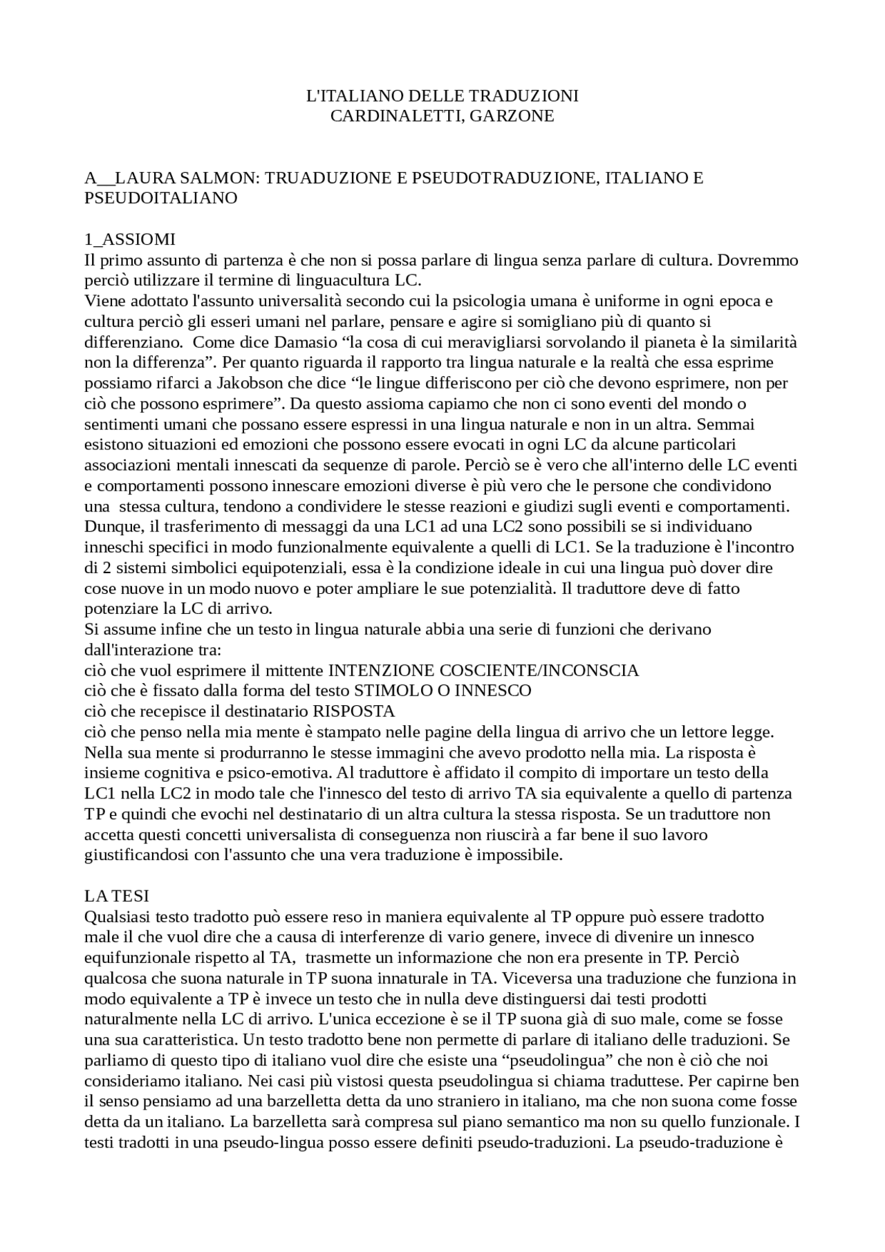 Lingua E Traduzione Inglese Docsity