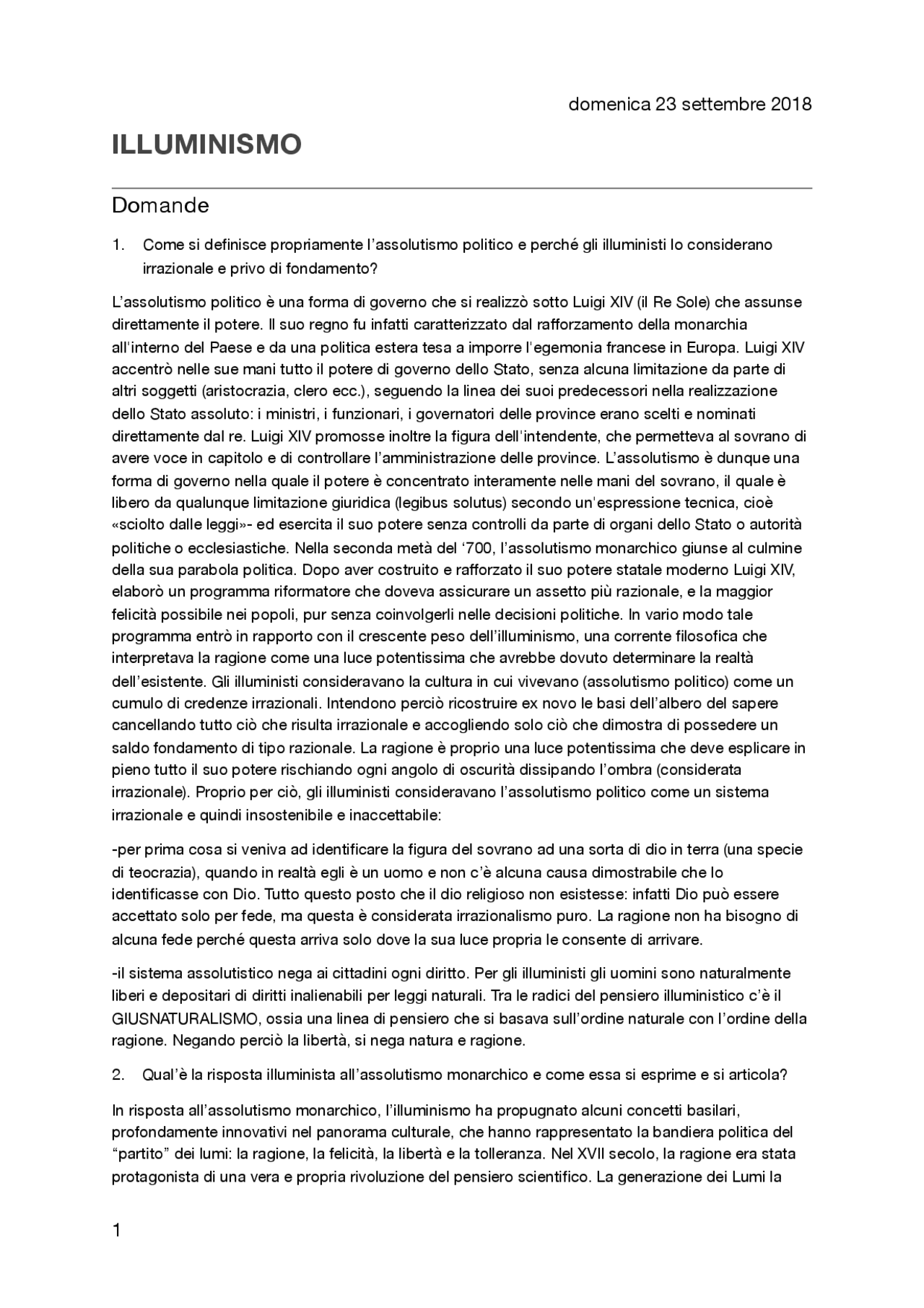 Domande Sullilluminismo E Massoneria Docsity