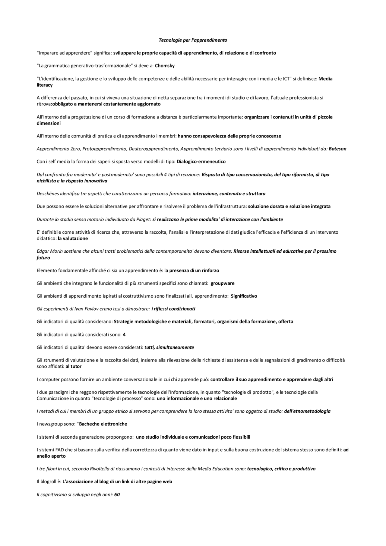 Tecnologie Per Lapprendimento Domande E Risposte 24 Cfu Unipegaso