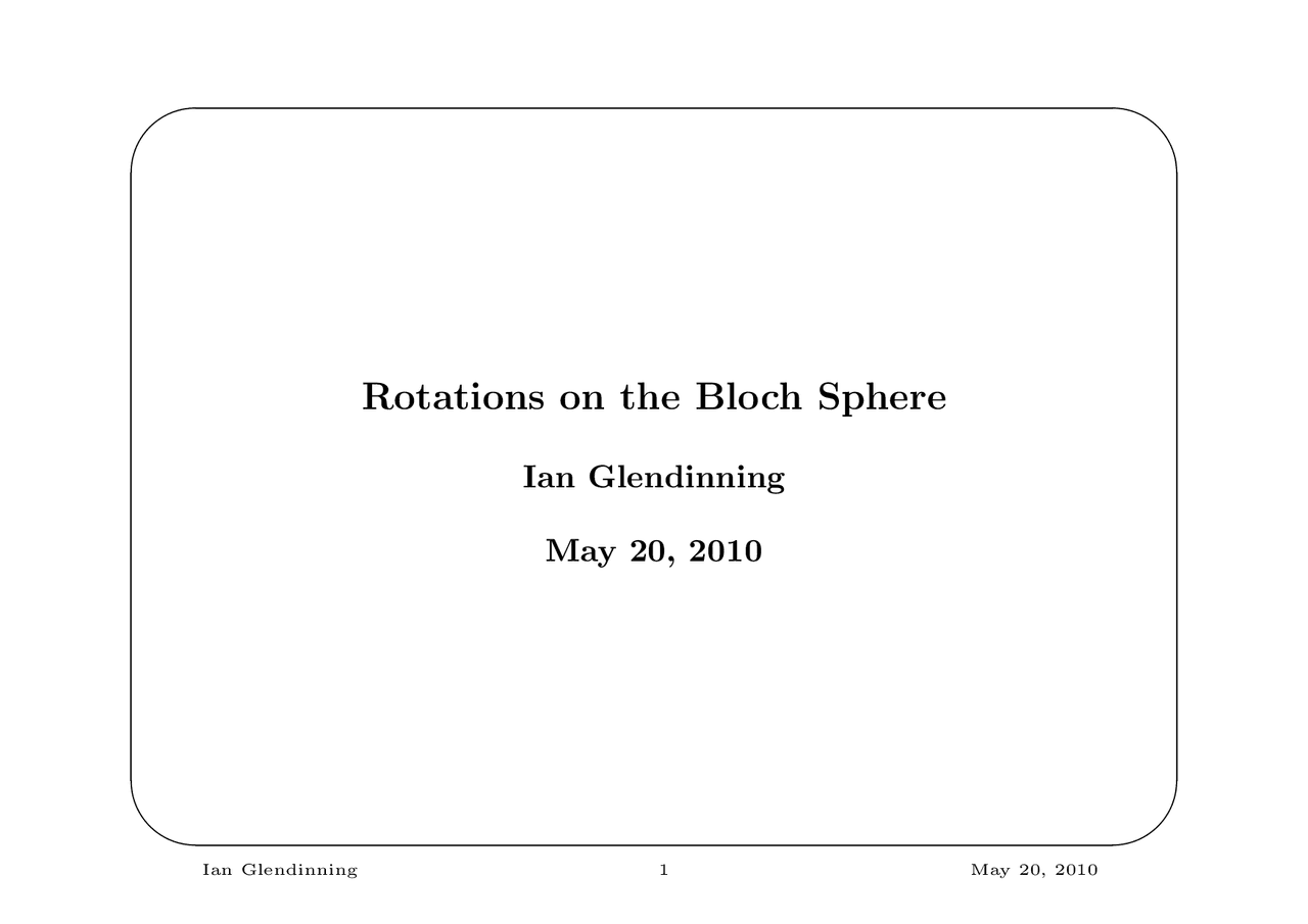 Rotations in Bloch Sphere - Docsity