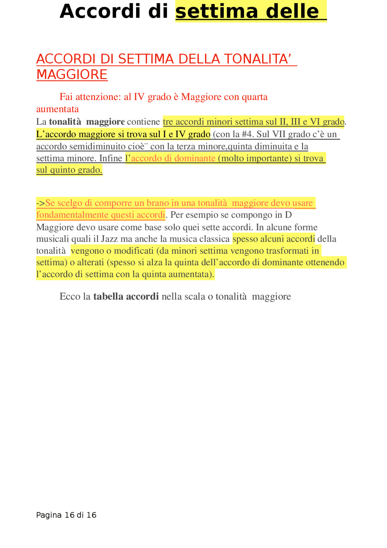 Accordi Di Settima Appunti Personali Docsity