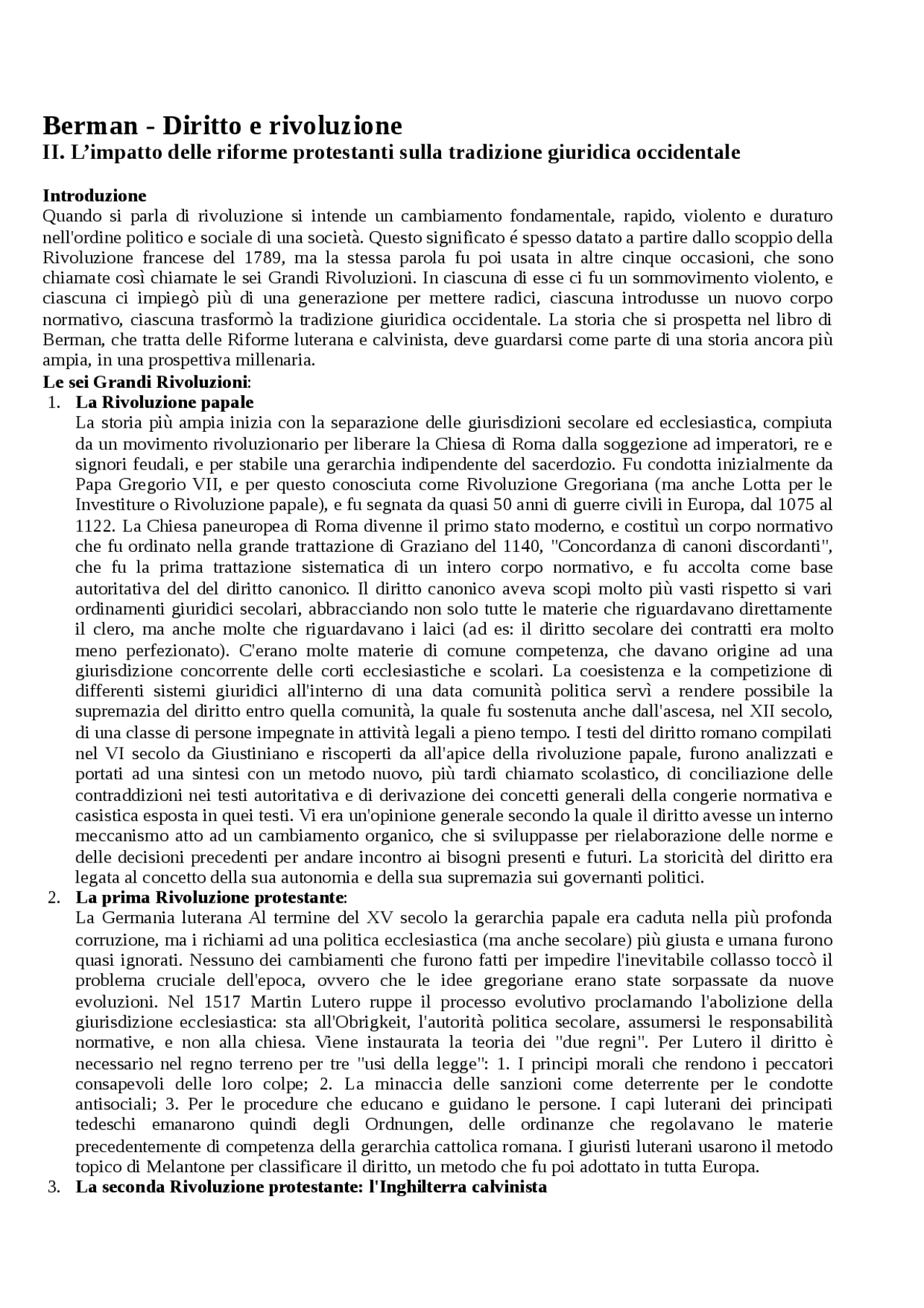 Riassunto Del Libro Diritto E Rivoluzione Berman Docsity