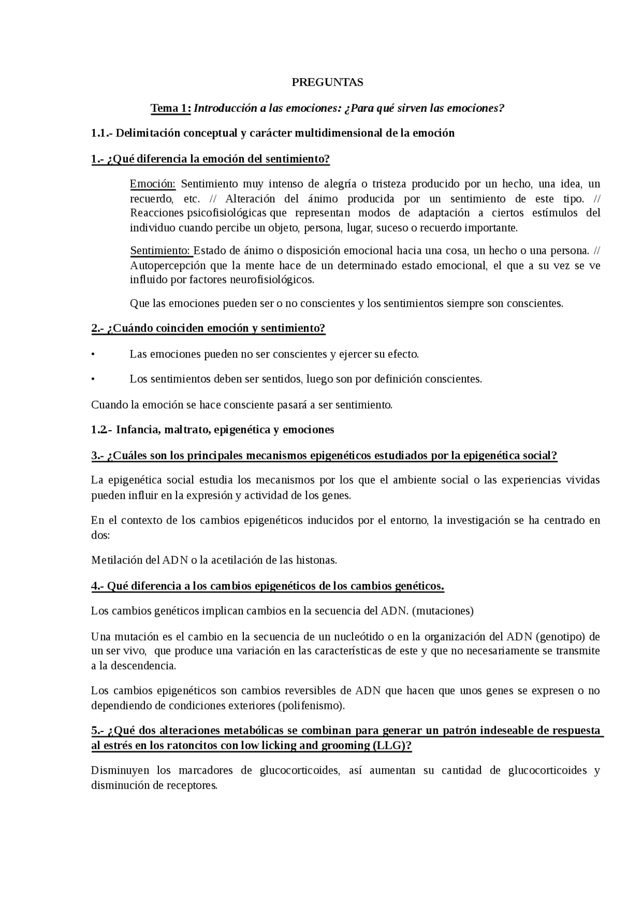 EMOCION TODAS LAS PREGUNTAS TEMA 1,2,3 - Docsity