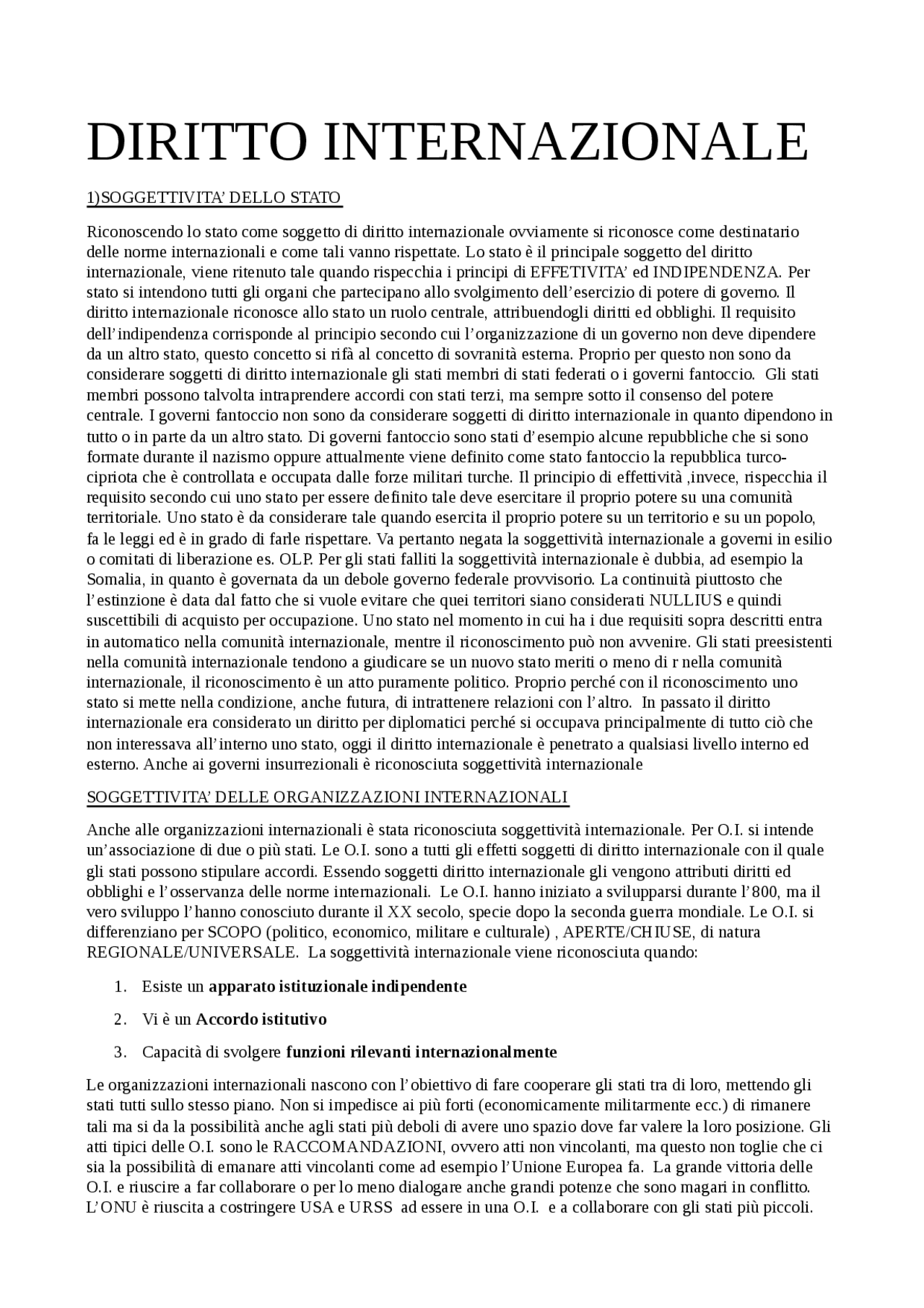 Domande di diritto internazionale Università di Torino - Docsity