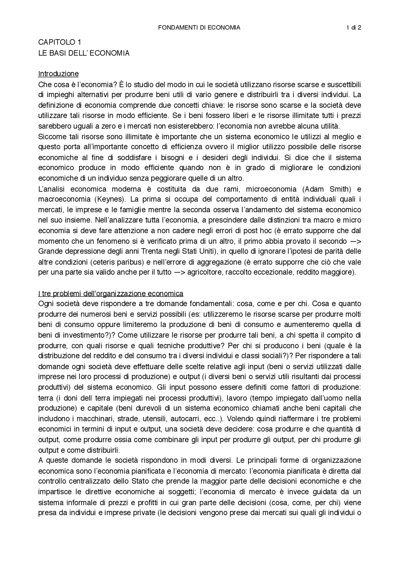 ECONOMIA (Samuelson, Nordhaus, Bollino) - Docsity