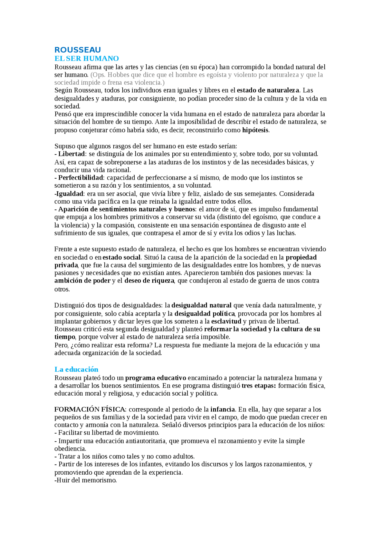 Apuntes Rousseau Filosofía Docsity