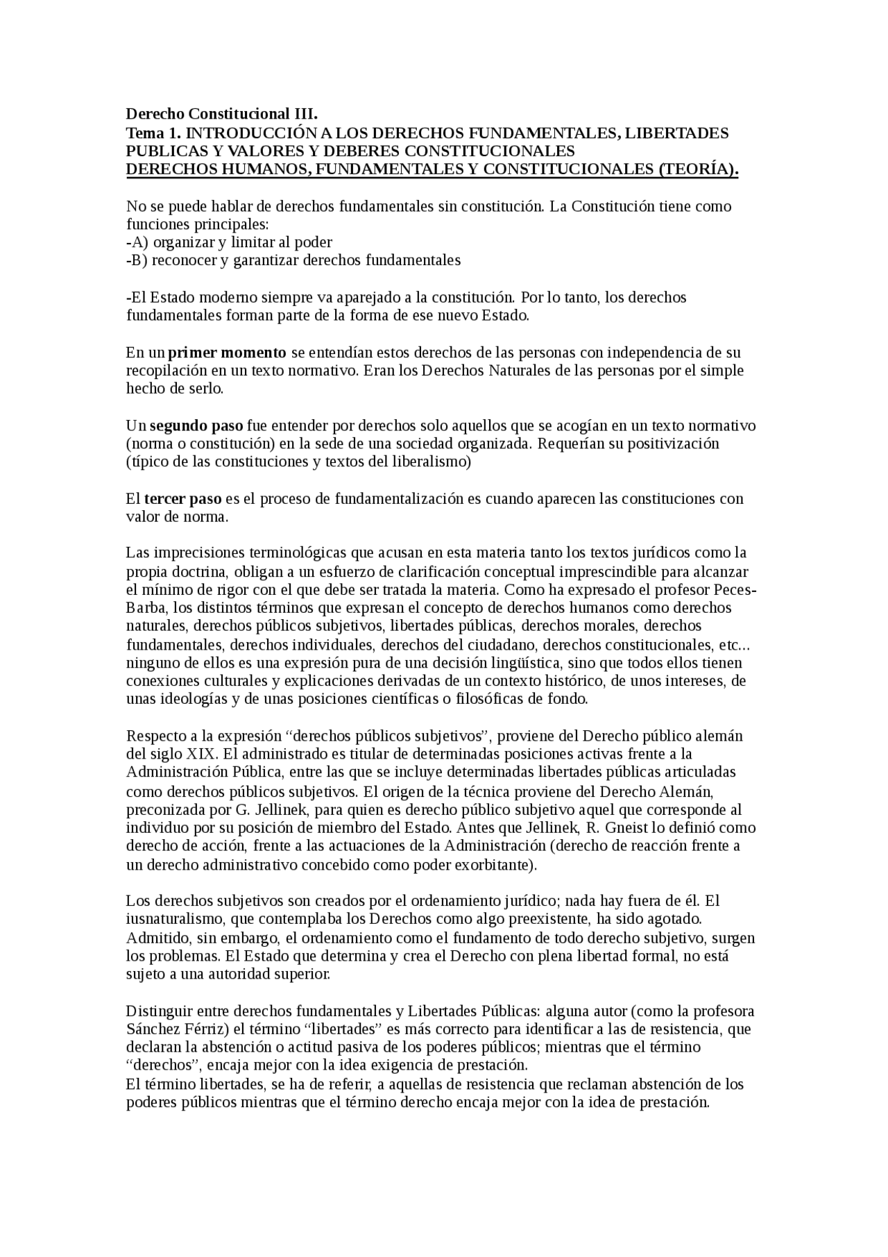 Derecho Constitucional Iii Tema I Docsity