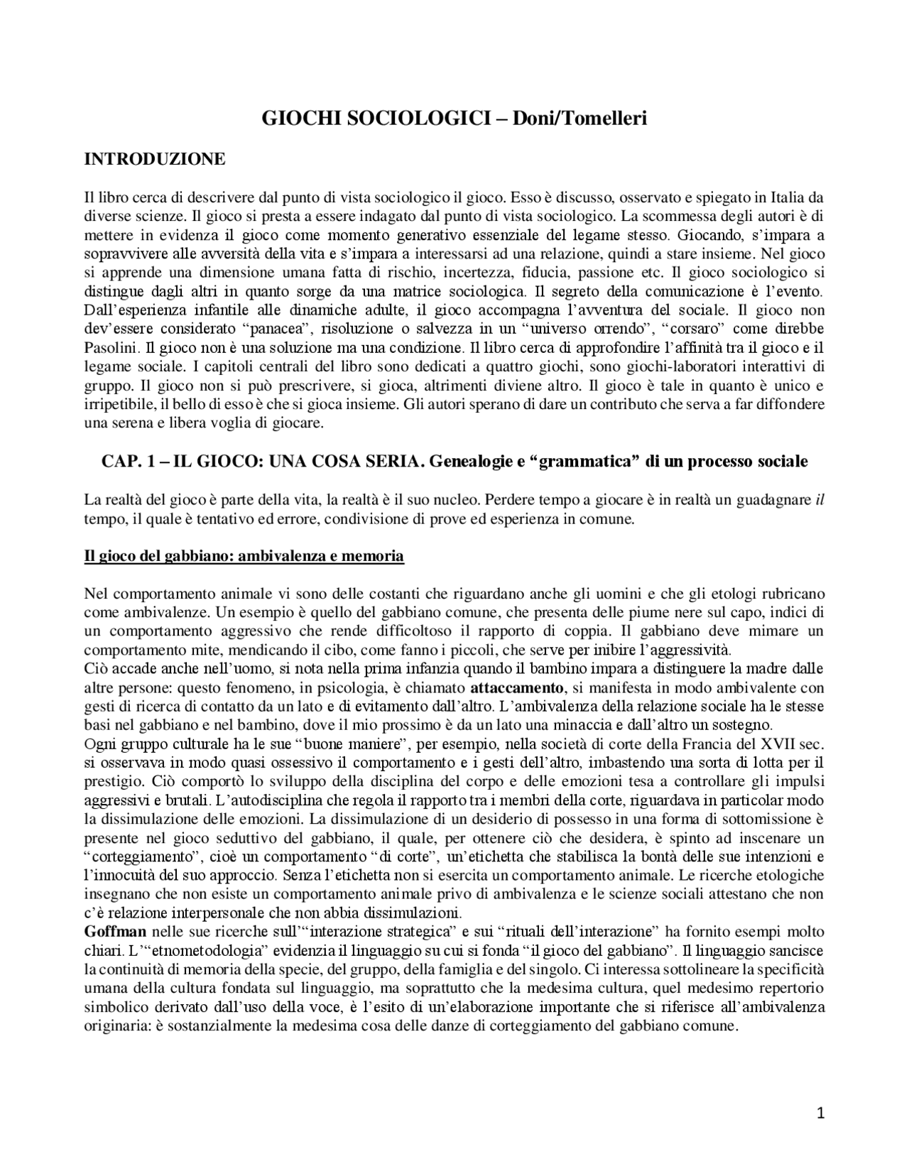 Giochi Sociologici Donitomelleri Docsity
