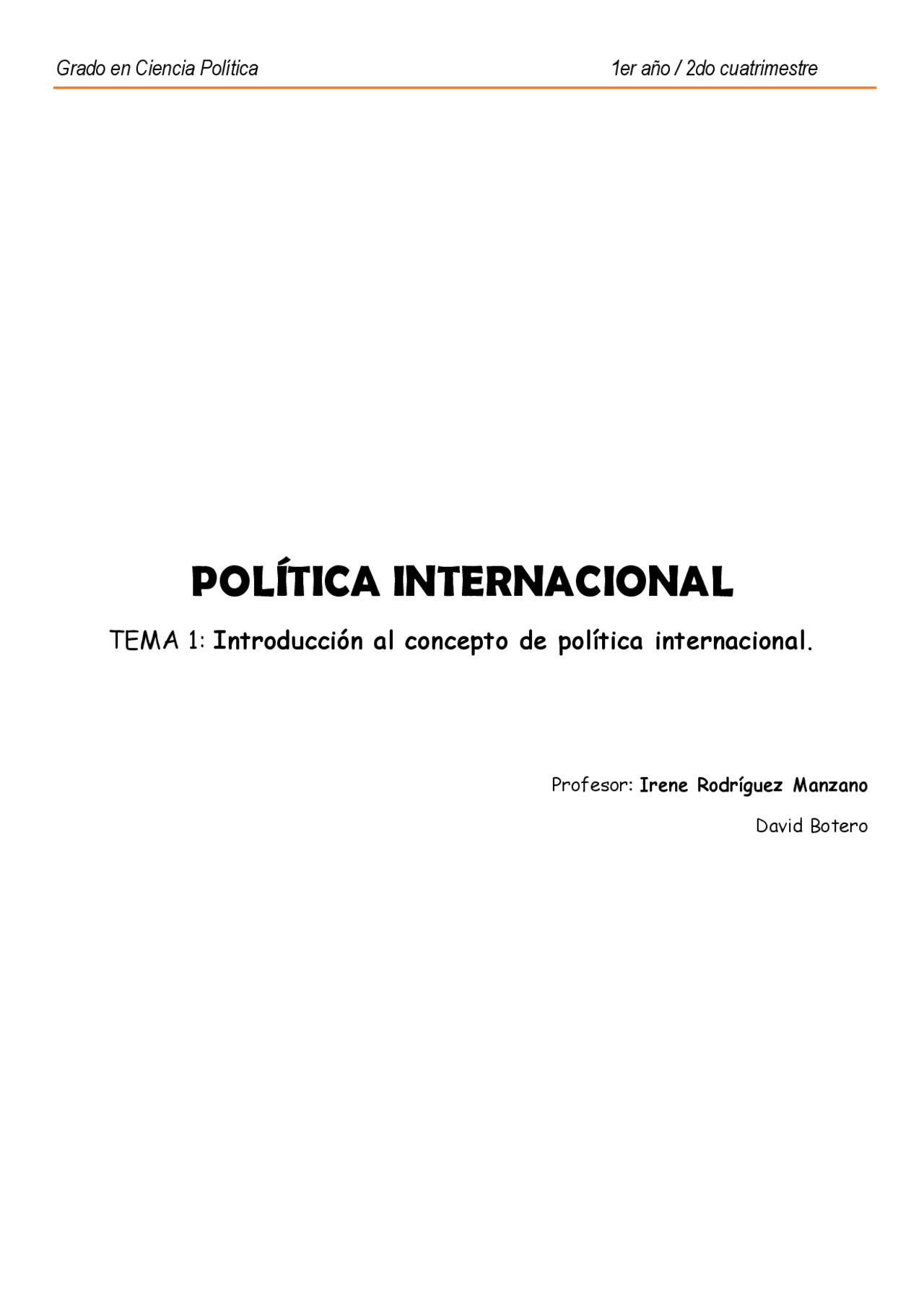Apuntes Política Internacional Usc Docsity