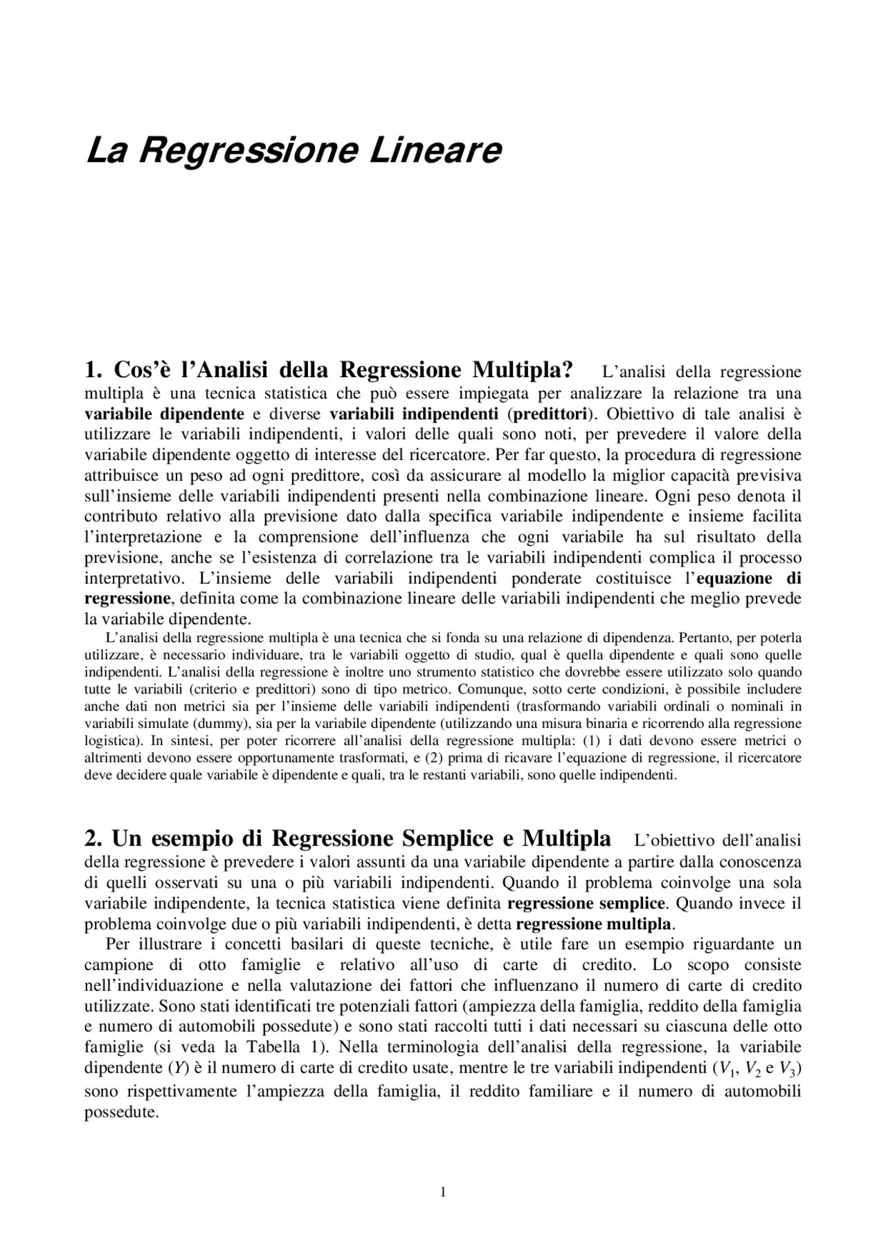 La Regressione Appunti Integrati Al Libro Docsity