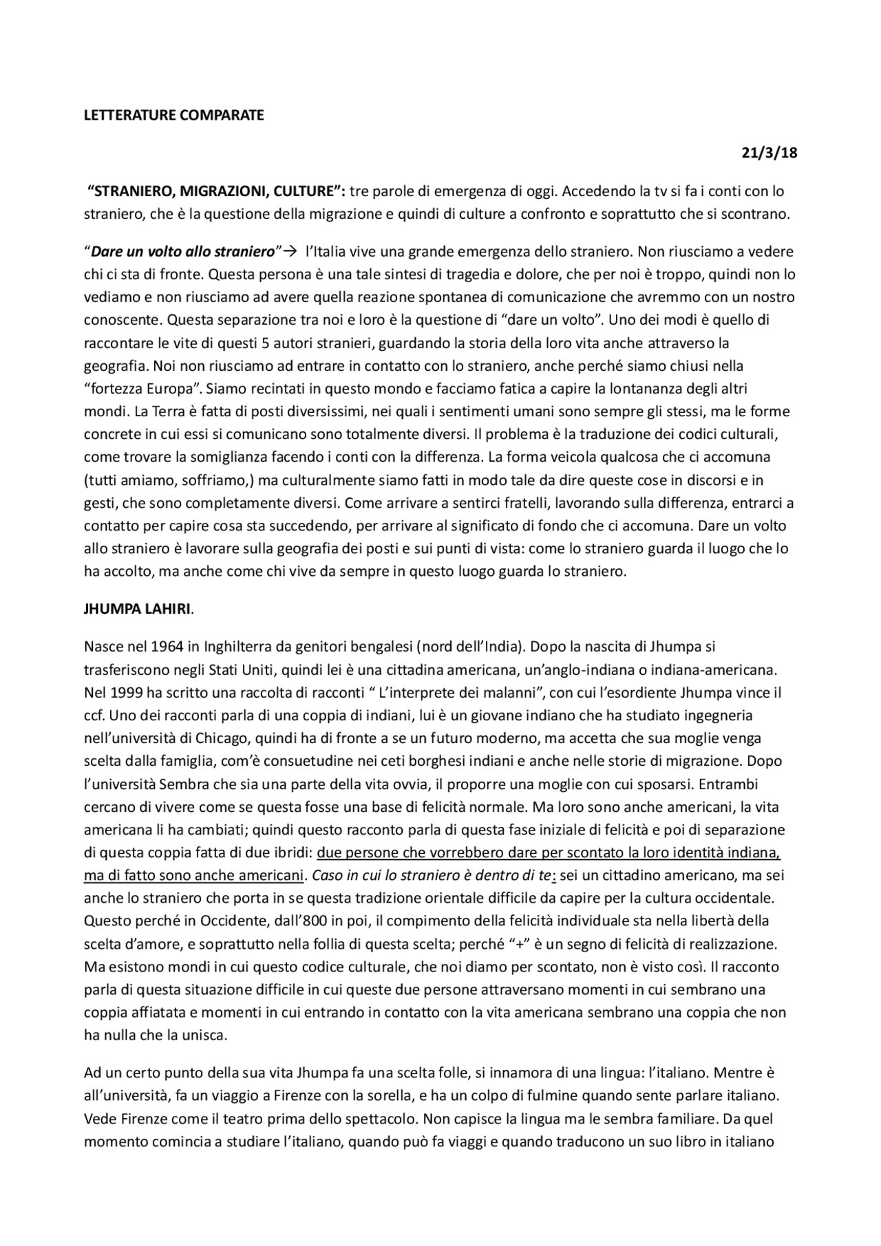 Letterature Comparate Docsity
