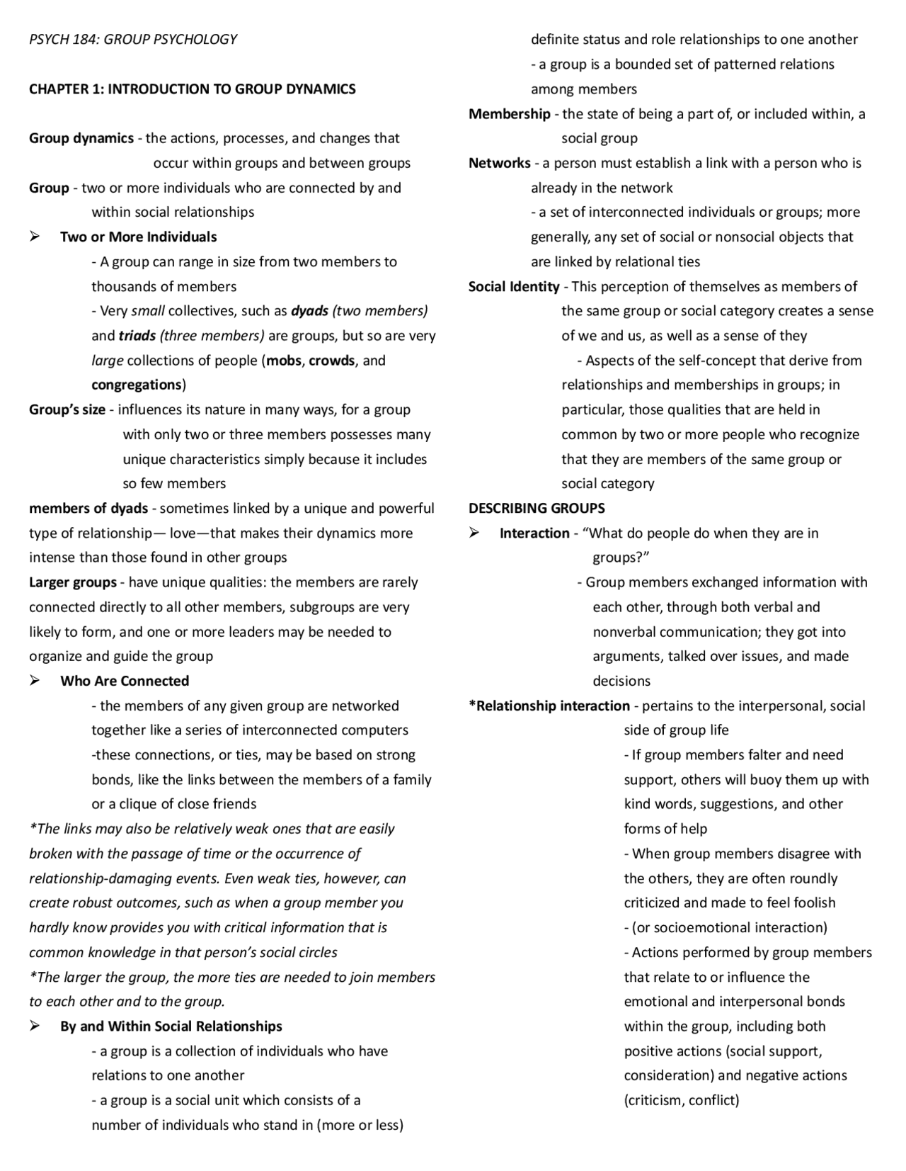 Chapter 1 Intro to Group Dynamics | Lecture notes Social Psychology ...