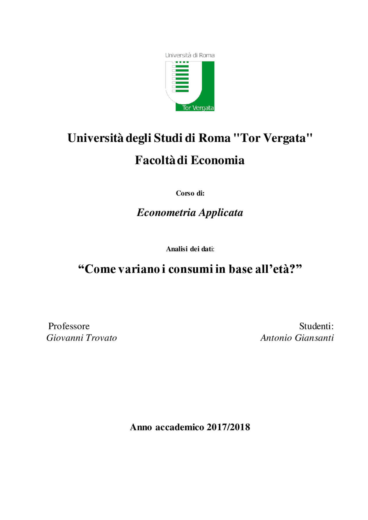 Econometria Applicata Docsity