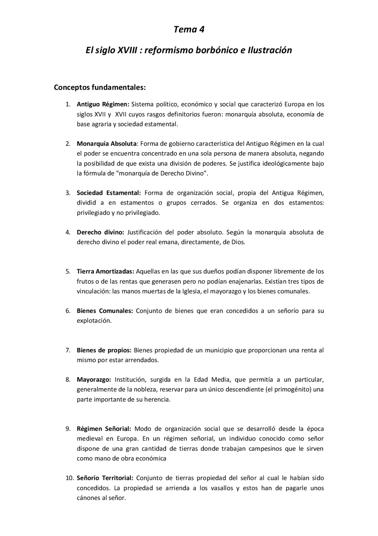 Conceptos Siglo Xix Historia De España 2º Bach Exámenes Selectividad