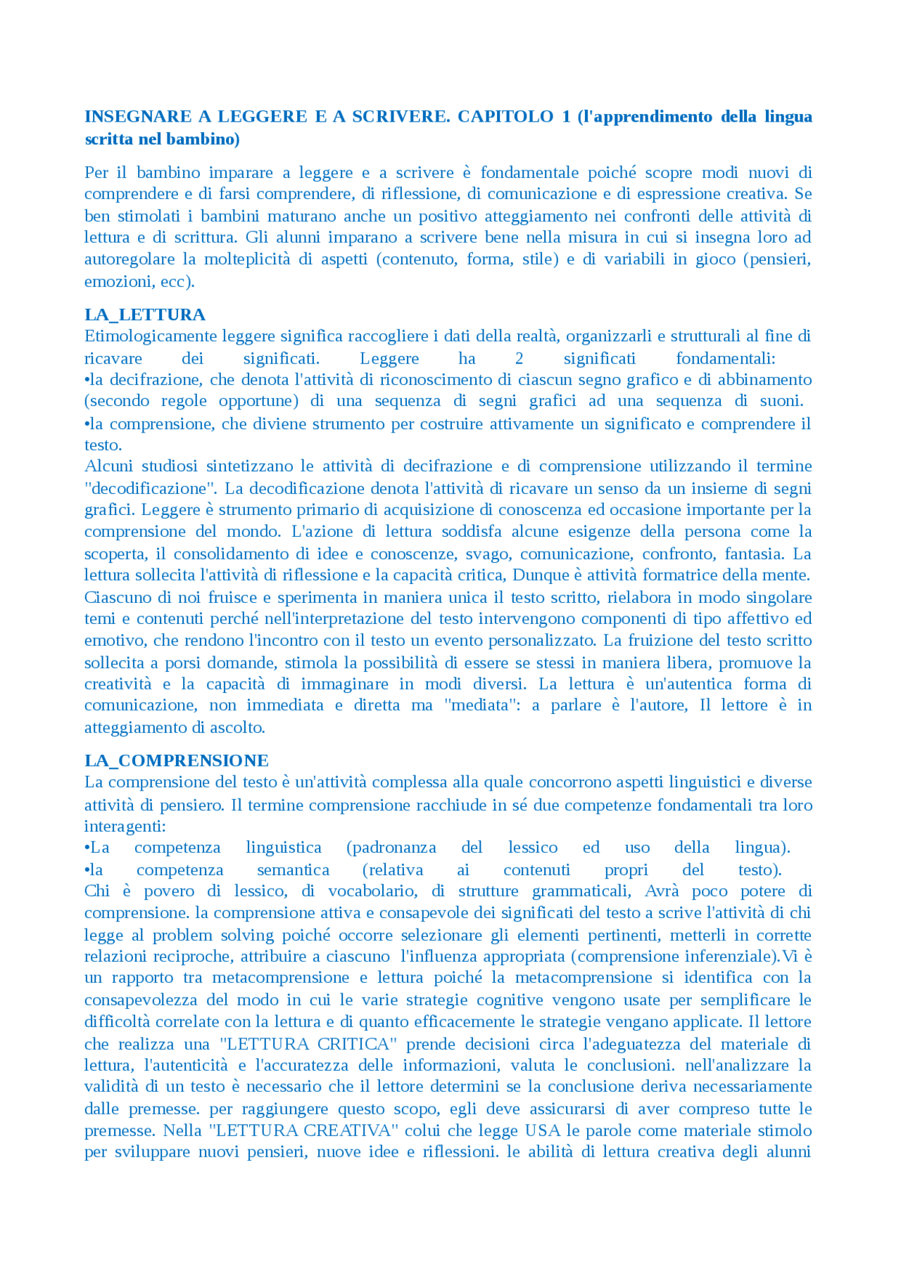 Insegnare A Leggere E A Scrivere Docsity
