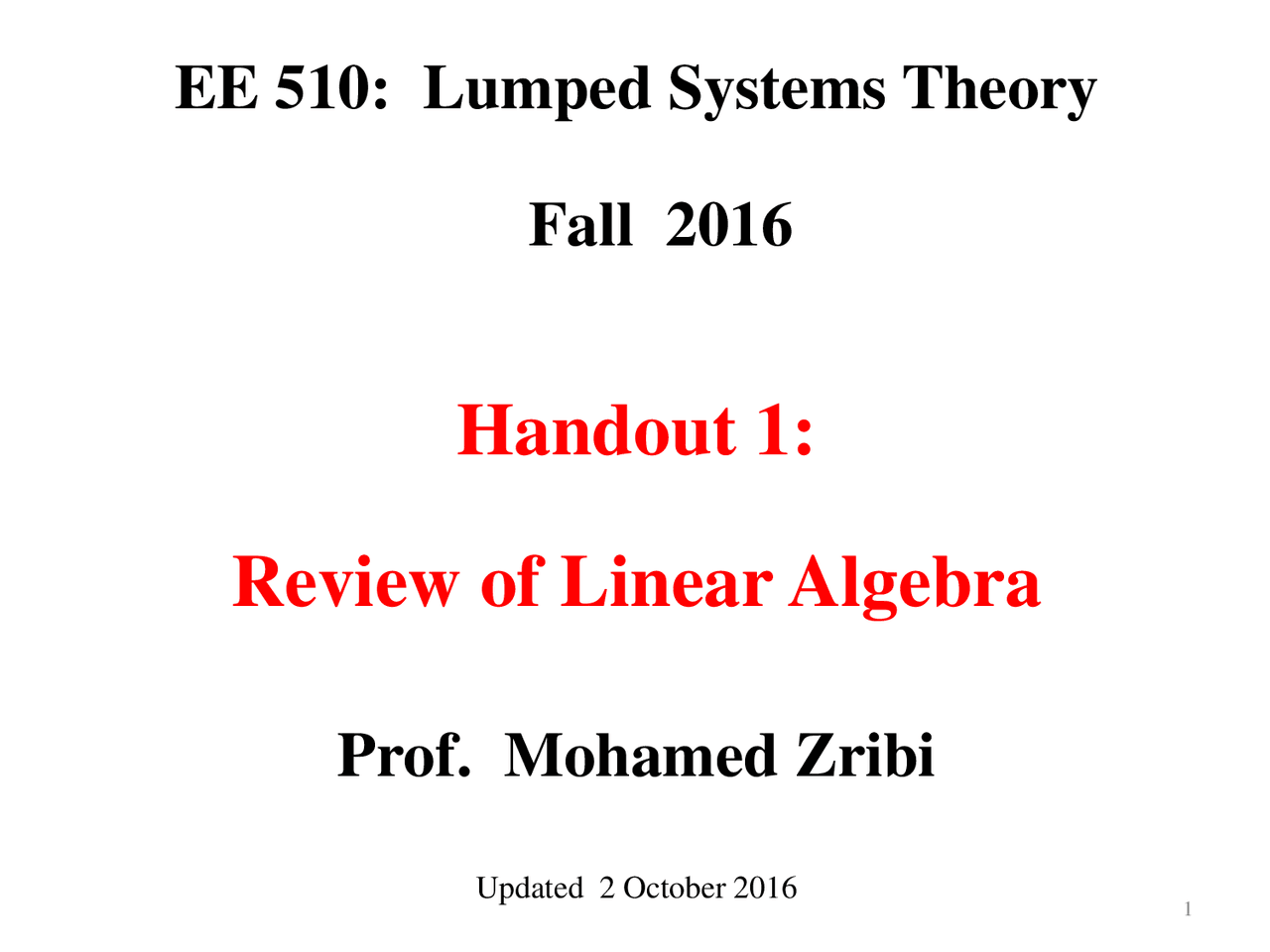 Lumped System Theory - Docsity