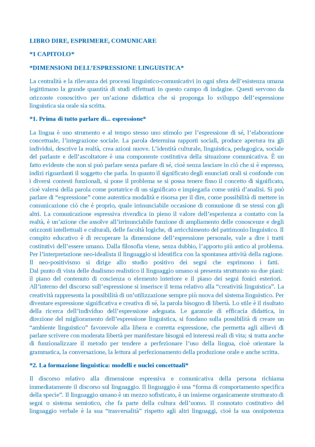 Libri Dire Esprimere Comunicare Docsity