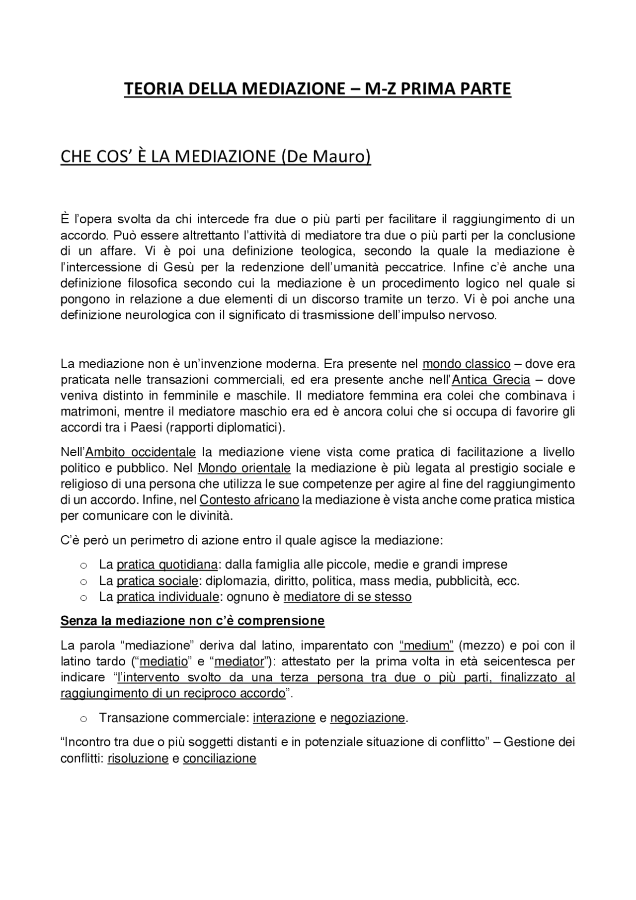 Appunti Corso Di Teoria Della Mediazione Docsity