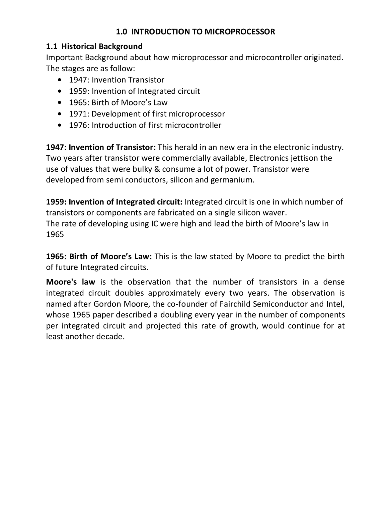 Introduction To Microprocessor Docsity