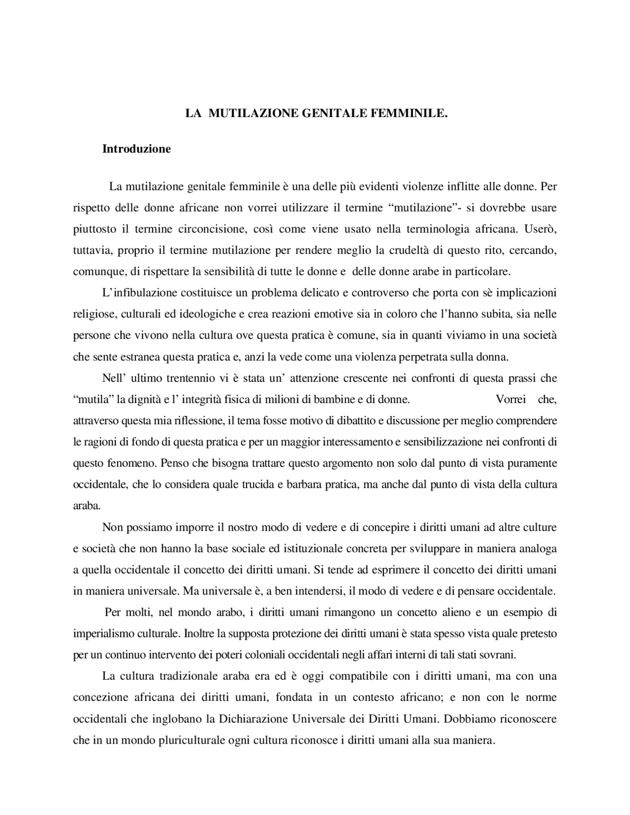La mutilazione genitale femminile - Docsity