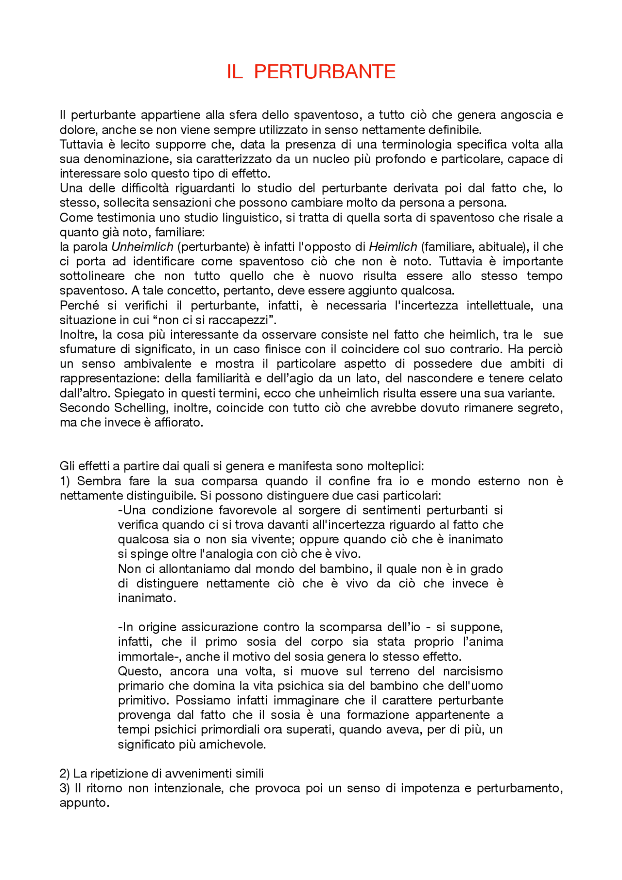 Breve Riassunto Sul Perturbante Di Froid Docsity