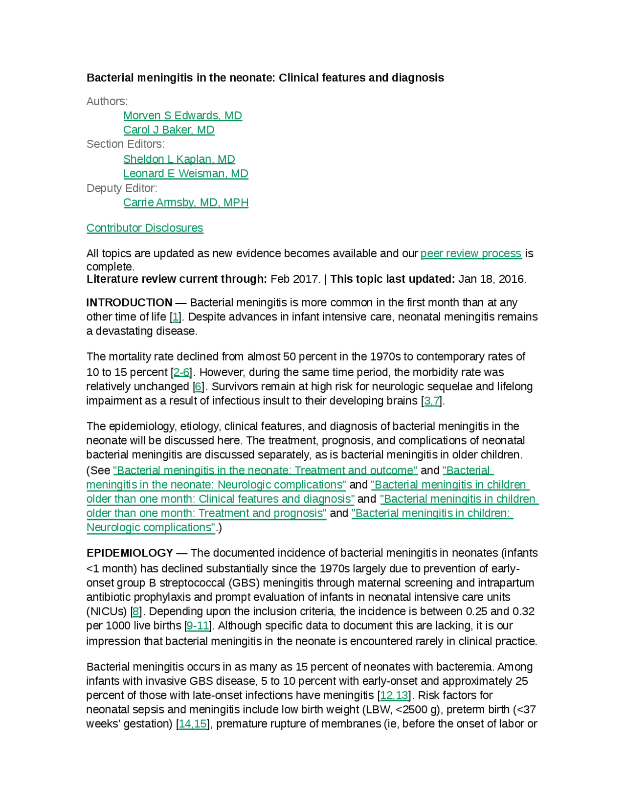 Bacterial Meningitis Docsity