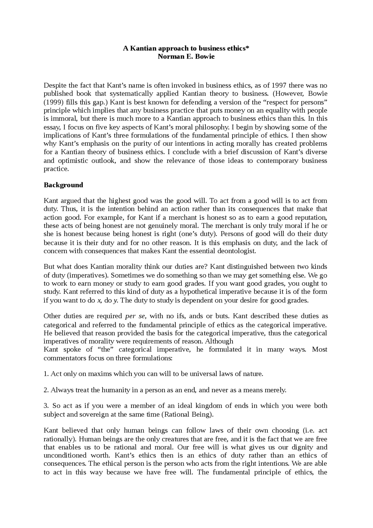 Ethical Theory In Relation To Business Lecture Notes Business Ethics
