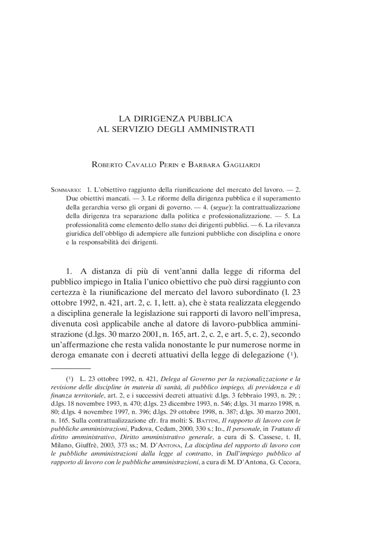 La Dirigenza Pubblica Al Servizio Degli Amministratori Docsity