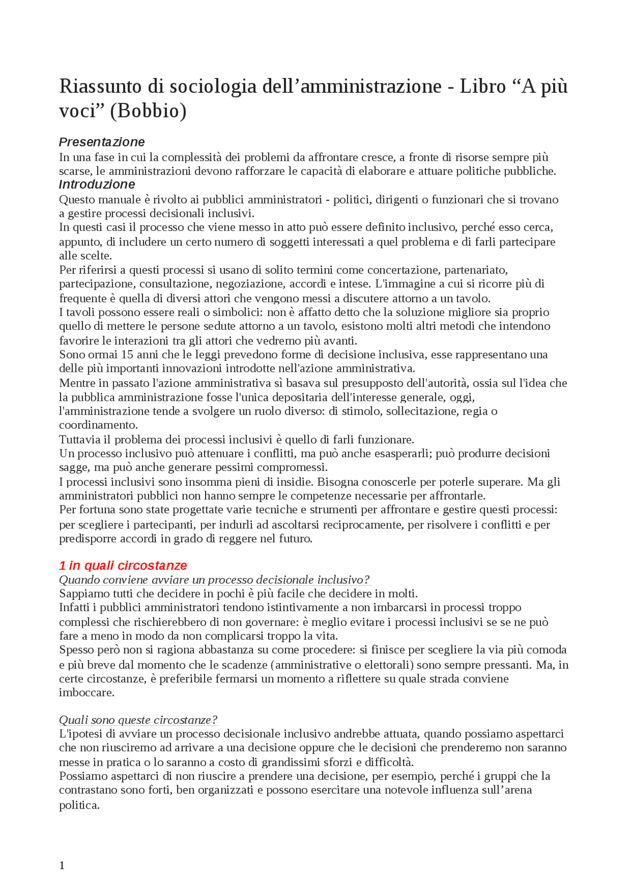 Riassunto Completo Del Libro A Più Voci Di L Bobbio Docsity