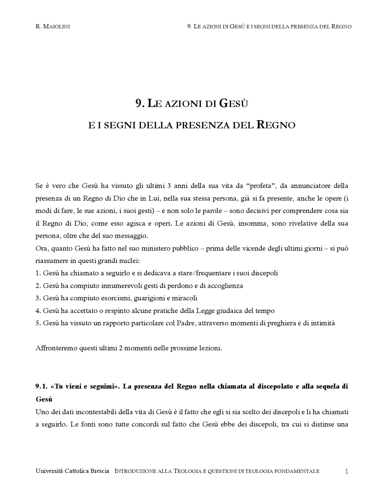 Dispense Teologia I Maiolini Docsity
