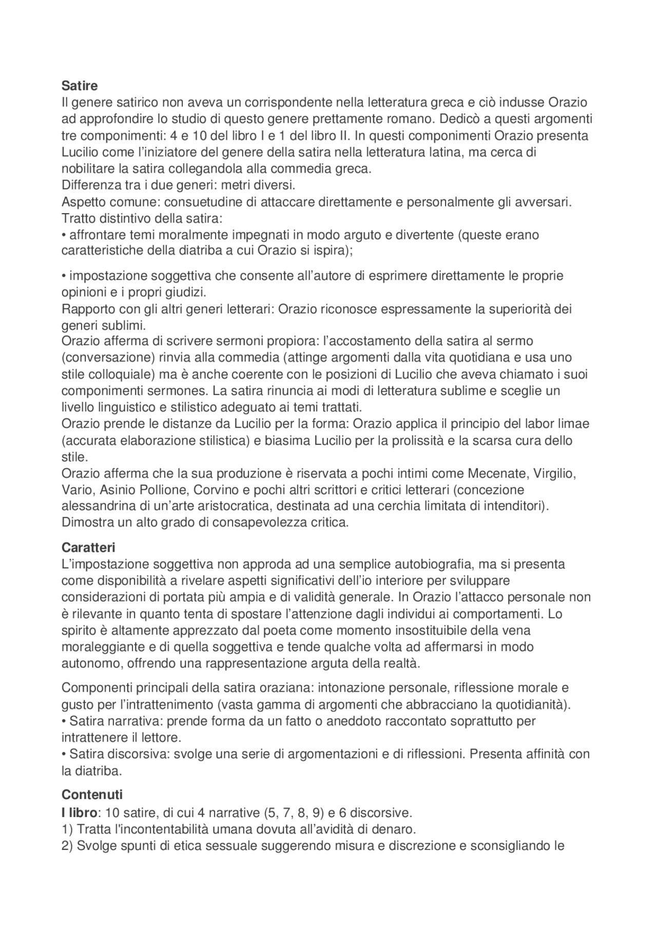 Riassunto Su Orazio Docsity