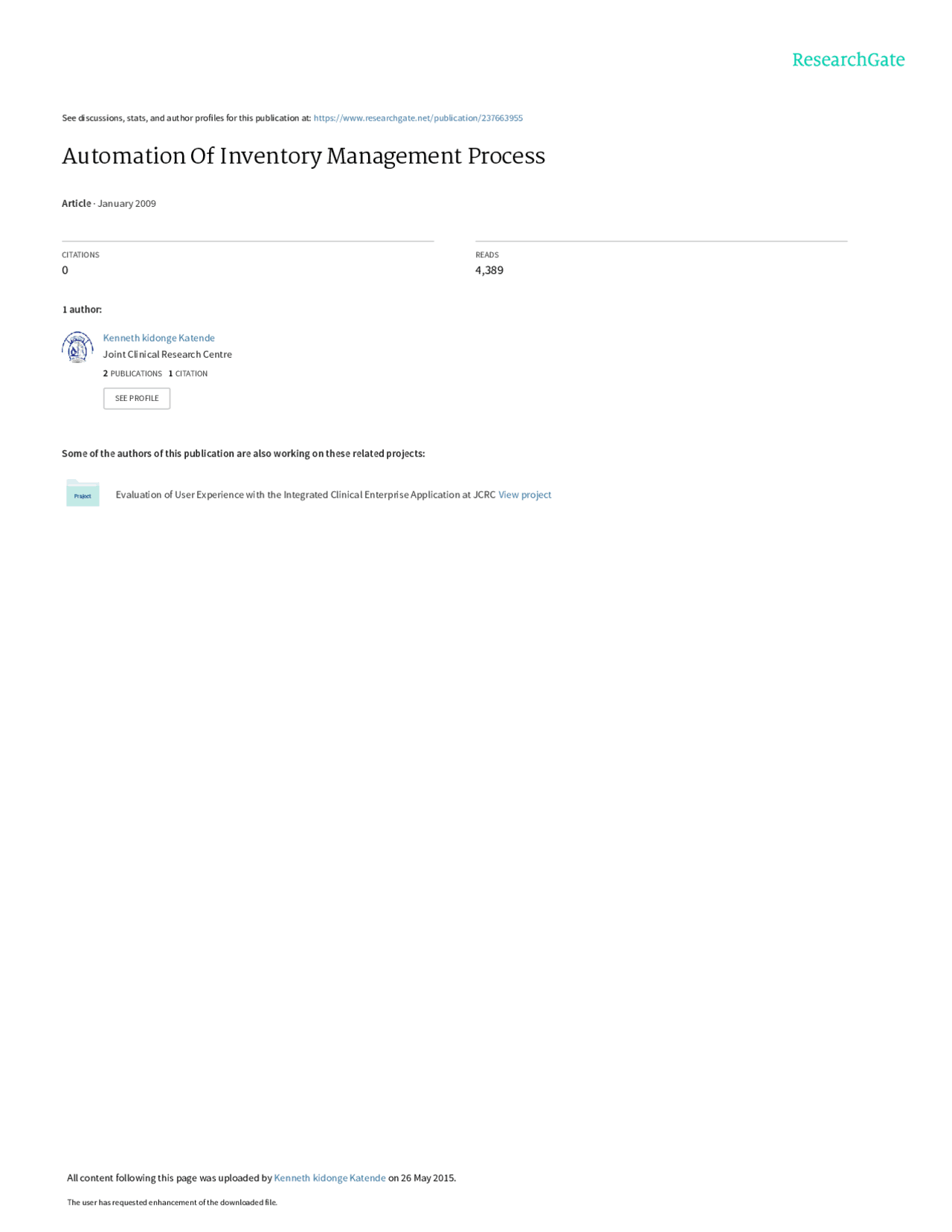 Automated Inventory System - Docsity