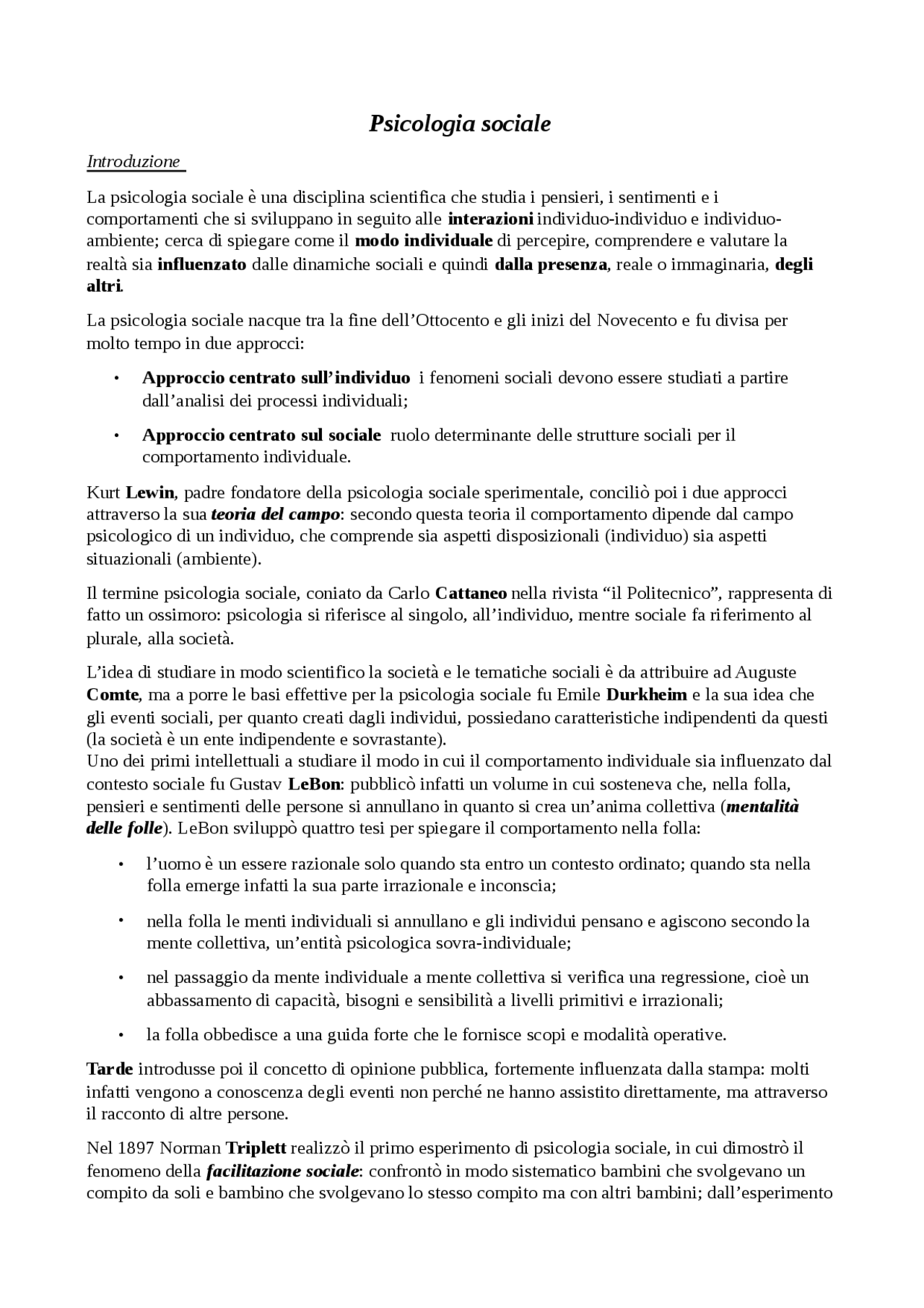 Riassunto Psicologia Sociale Docsity