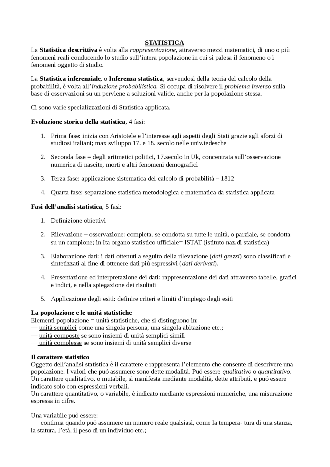 Appunti Di Statistica Base Docsity
