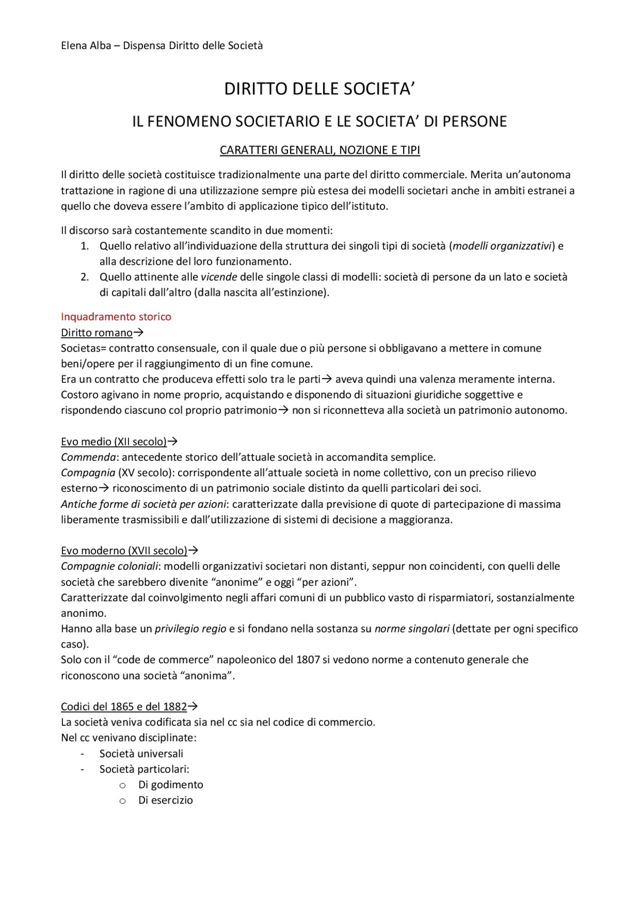 Riassunto Diritto Delle Società Docsity