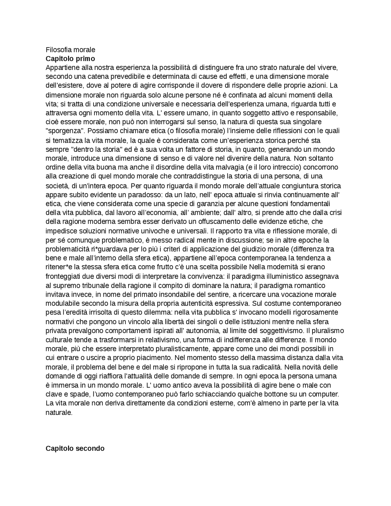 Filosofia Morale Riassunto Docsity
