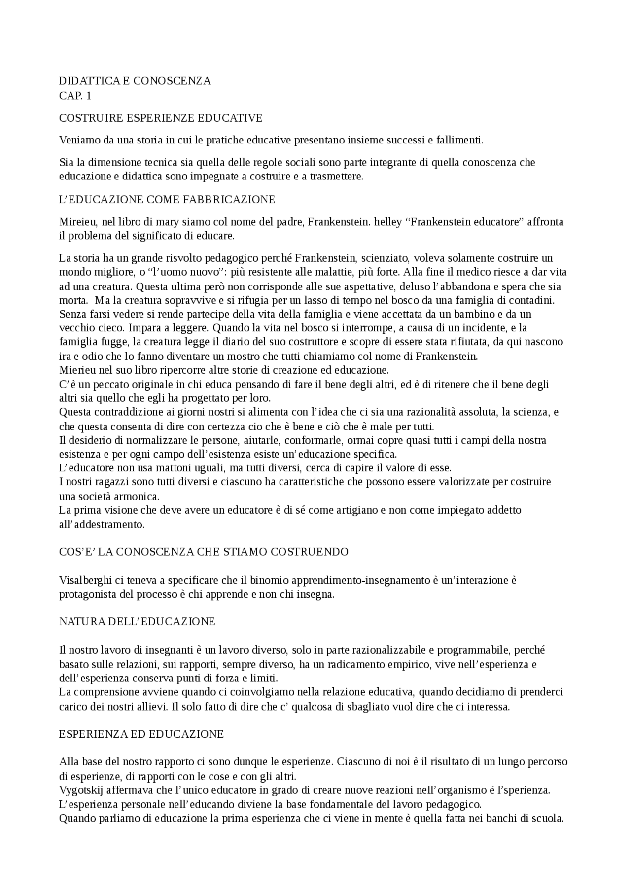 Didattica E Conoscenza Docsity