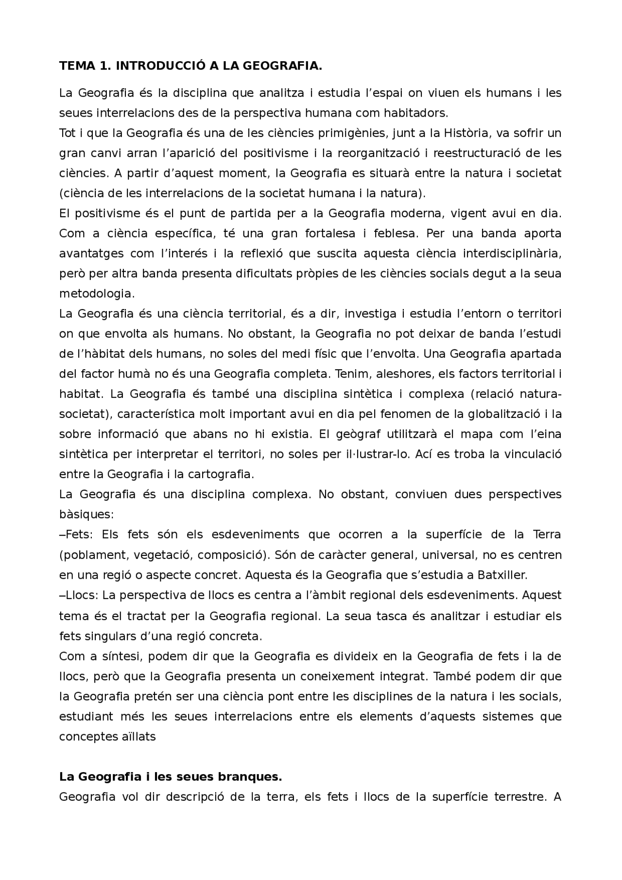 Apunts Geografia 1er Historia Docsity