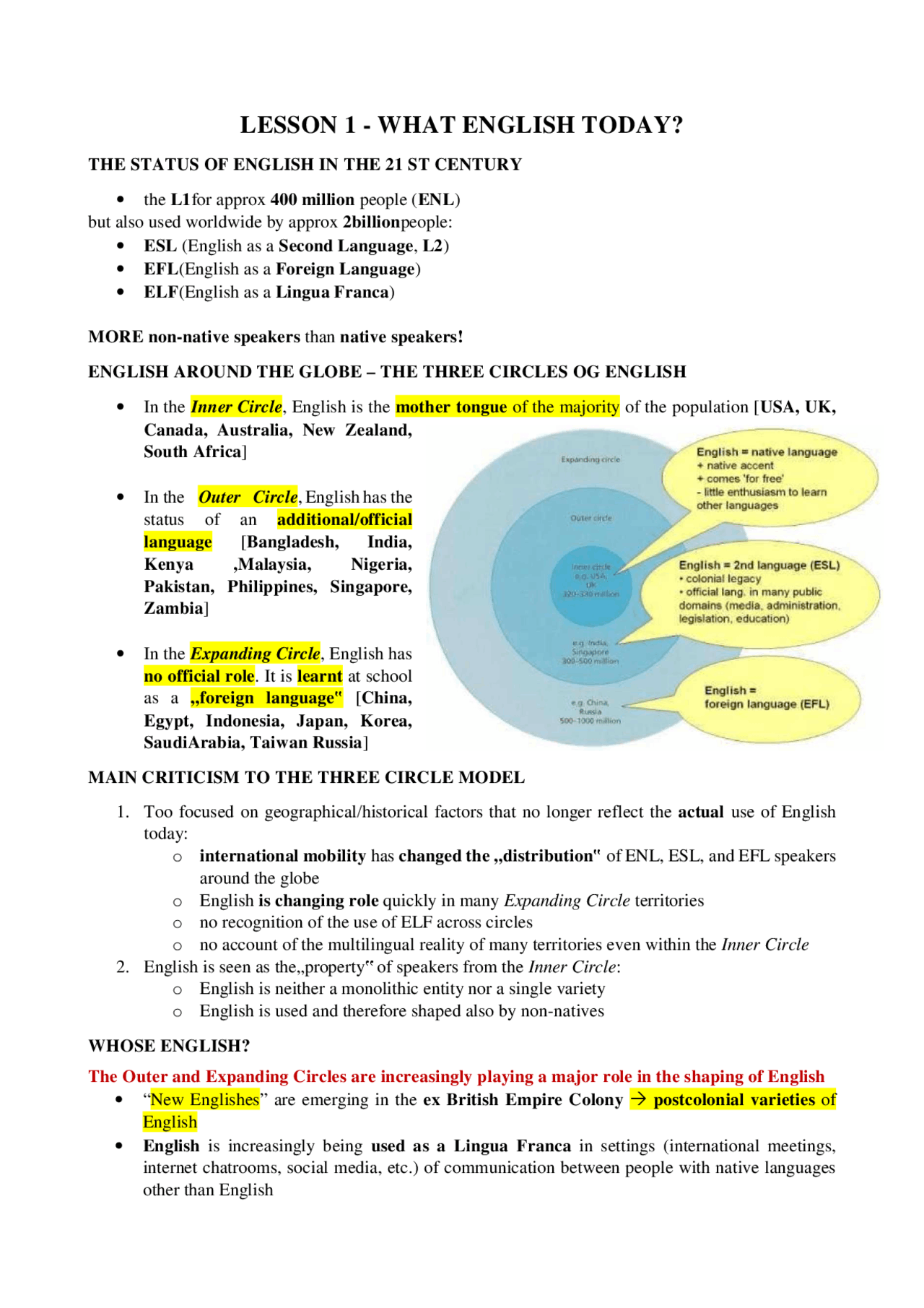 Appunti Inglese Modulo 1 Inglese Univr Docsity
