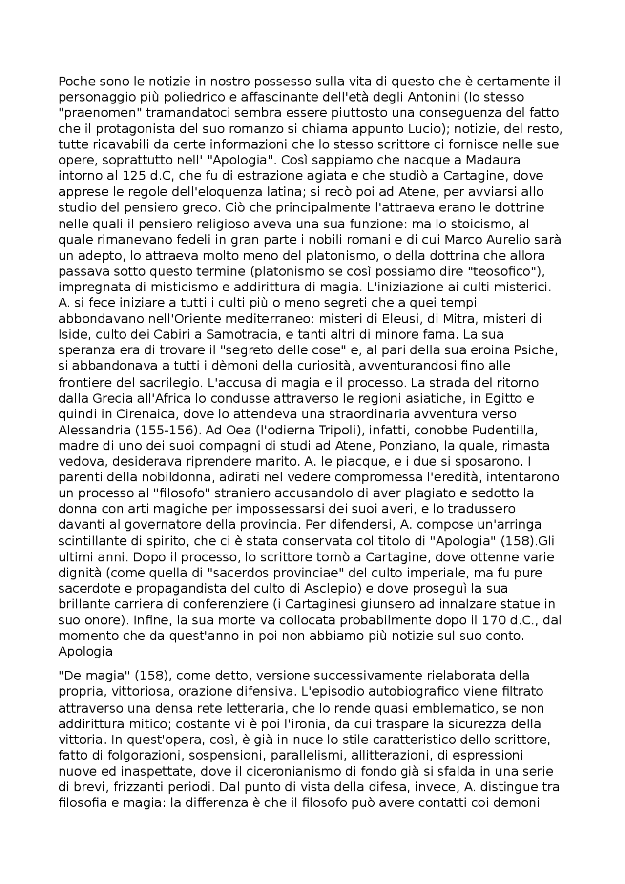 Lucio Apuleio Madaurense Docsity