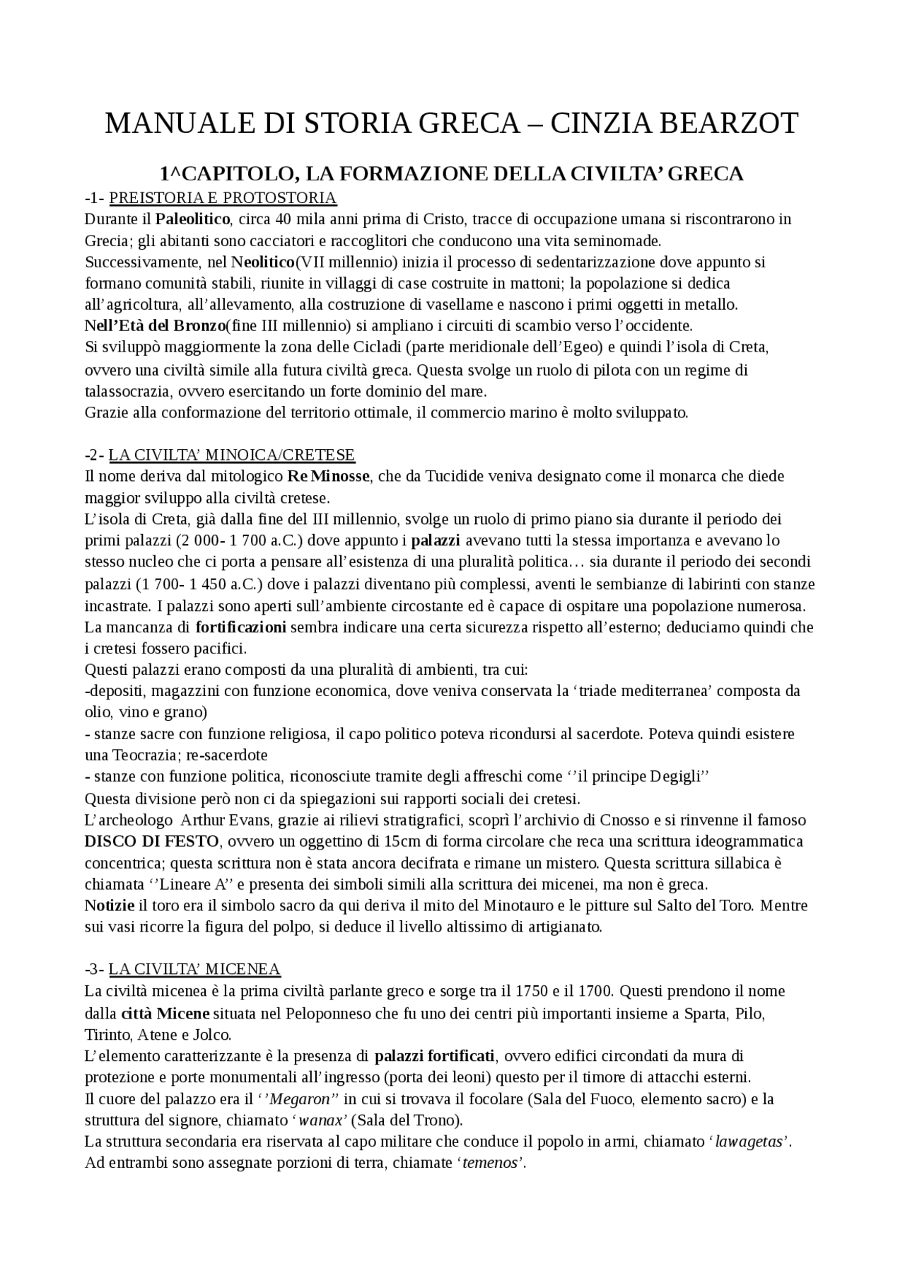 Riassunto manuale 'Cinzia Bearzot' - Docsity