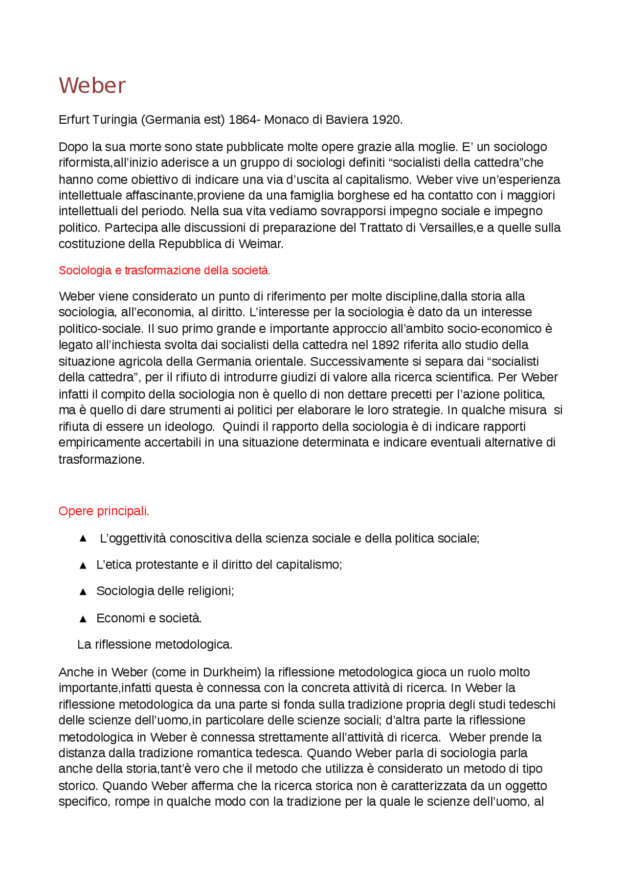 Appunti Su Max Weber Docsity