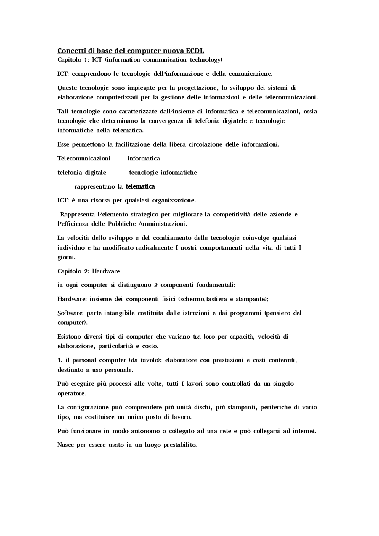Informatica Di Base Docsity